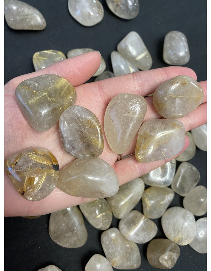Rutilated Quartz Tumbled Stones, Polished Rutilated Quartz, Grade A; 4 ...