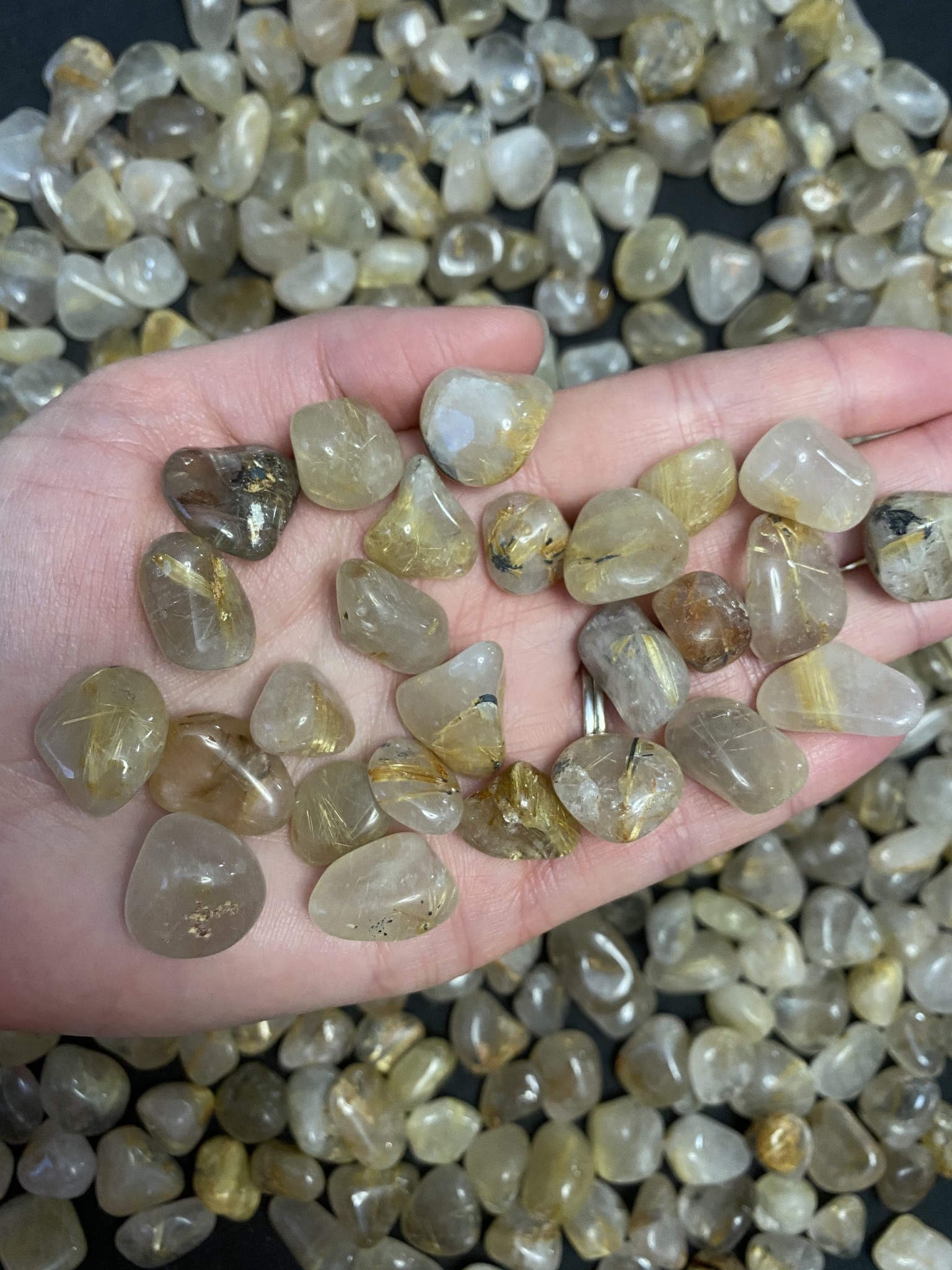 Rutilated Quartz Tumbled Stones, Polished Rutilated Quartz, Grade A; 4 ...