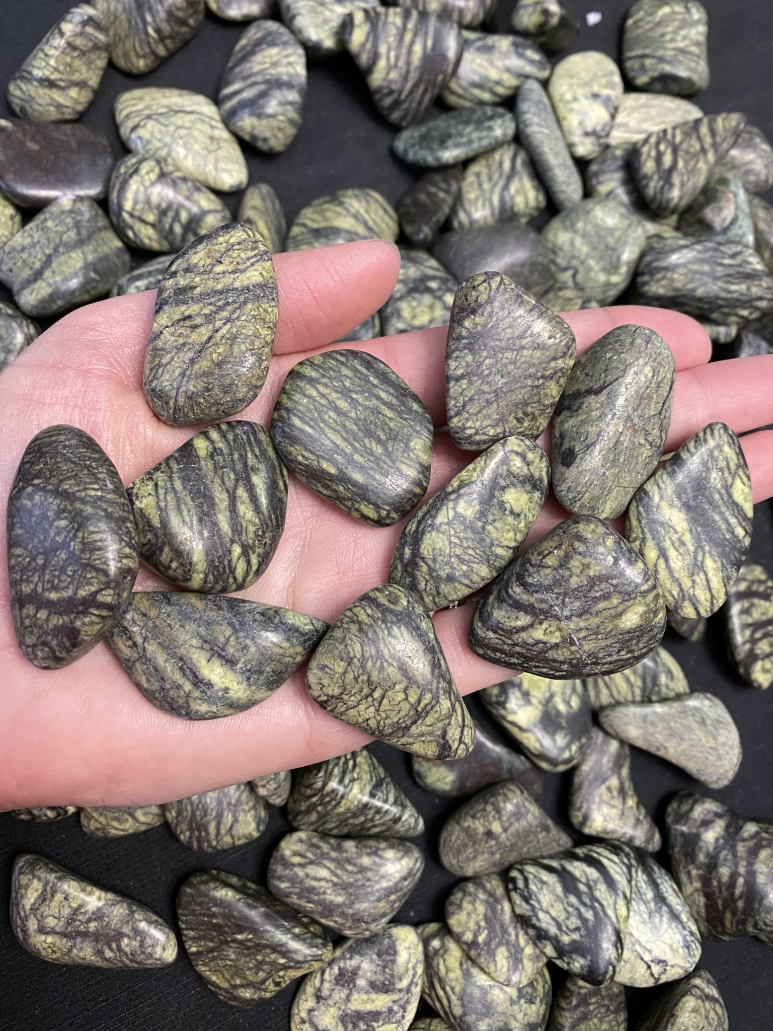 Serpentine Tumbled Stones, Polished Serpentine, Grade A; 4 sizes ...