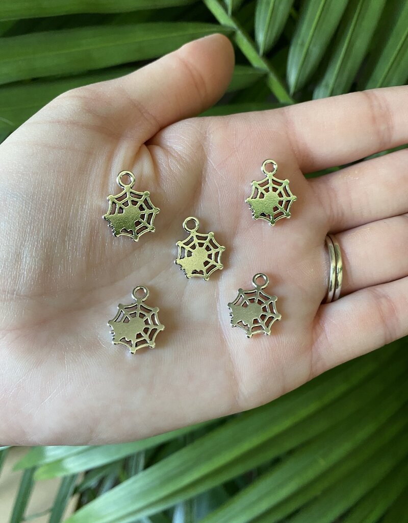 5 Piece Spider Web Charm Antique Silver 17mm x 14mm 5 Pack - The Raw ...