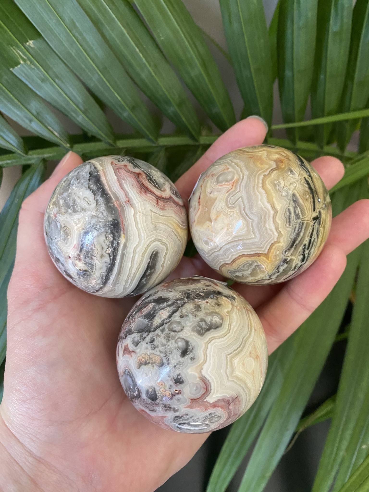Crazy Lace Agate Sphere, 50-54mm - The Raw Rock Shop Inc.