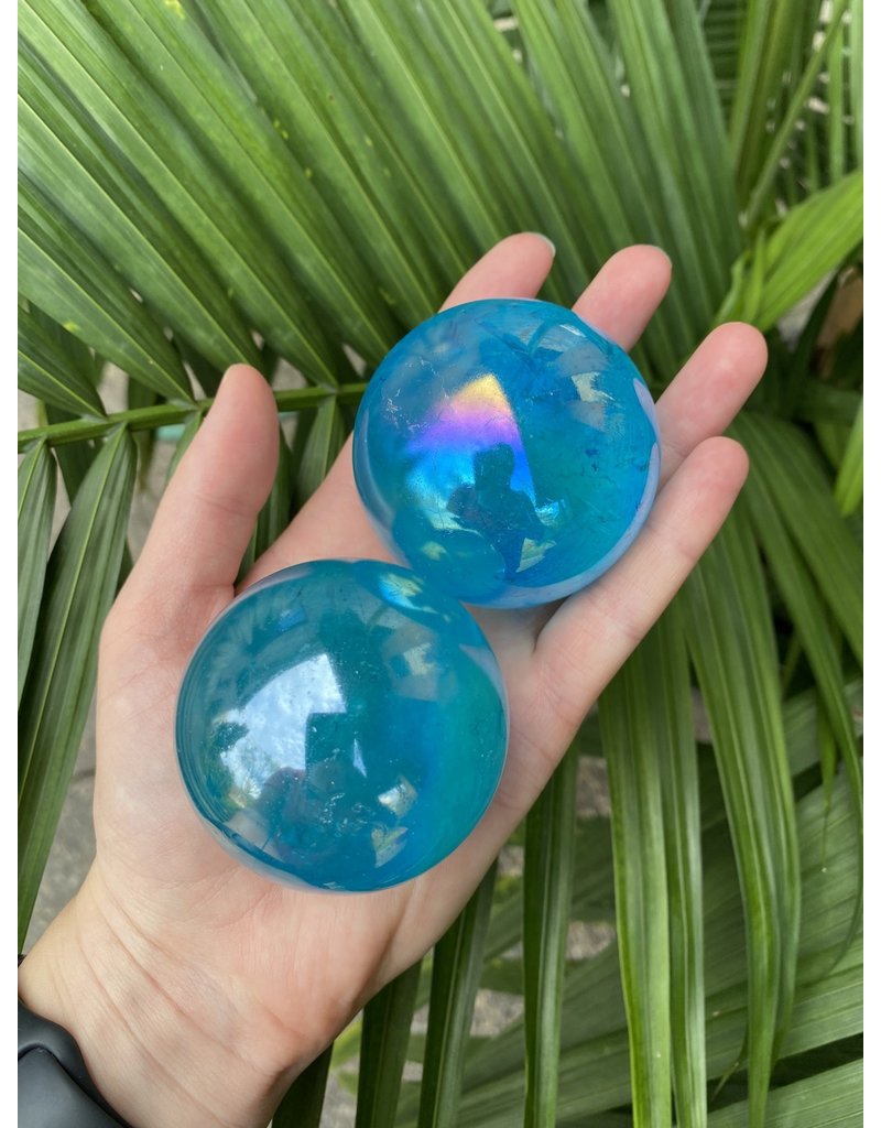 Aura Quartz, Blue, Sphere, 55-59mm - The Raw Rock Shop Inc.