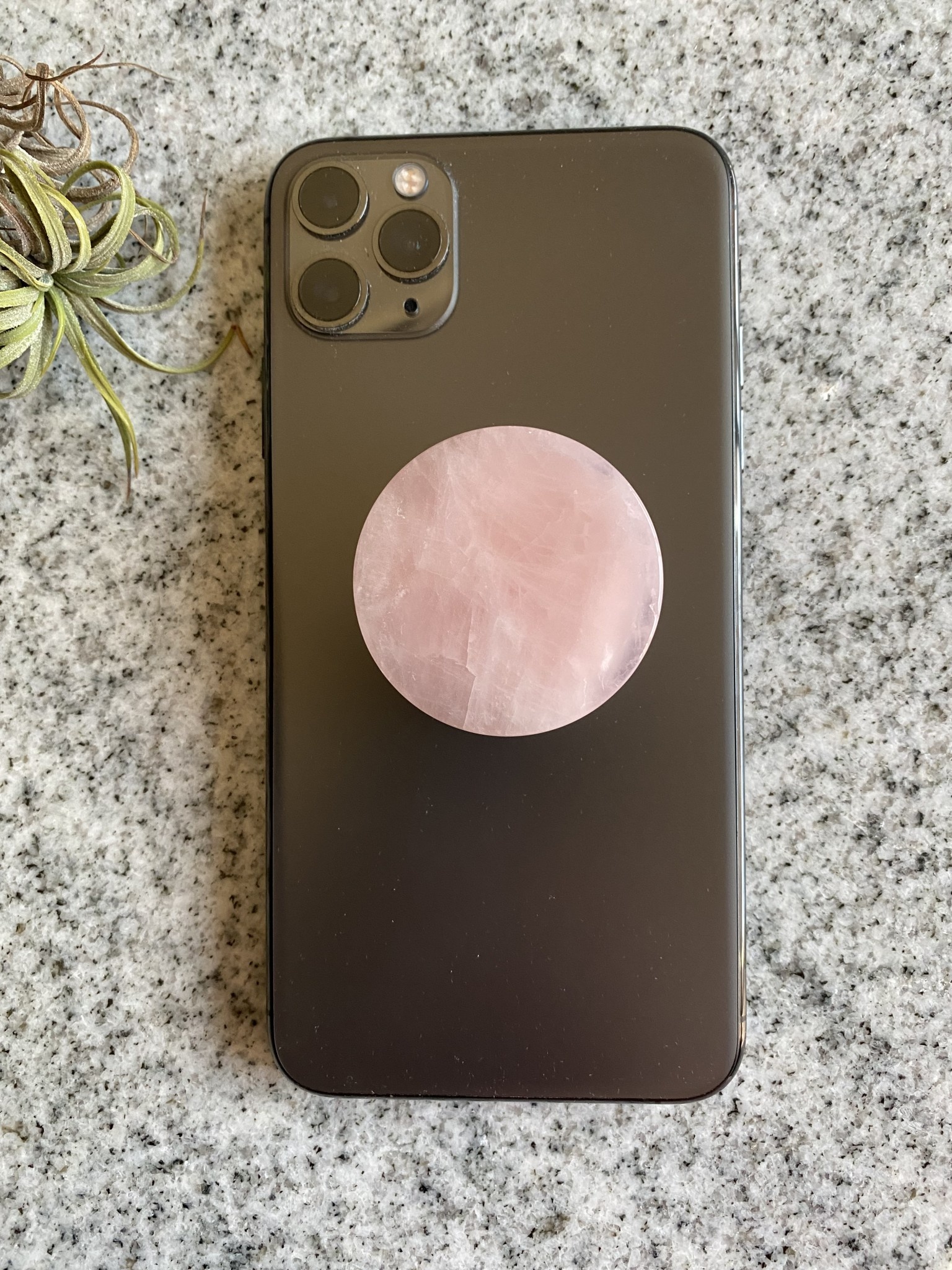 Rose Quartz Round Phone Grip - The Raw Rock Shop Inc.