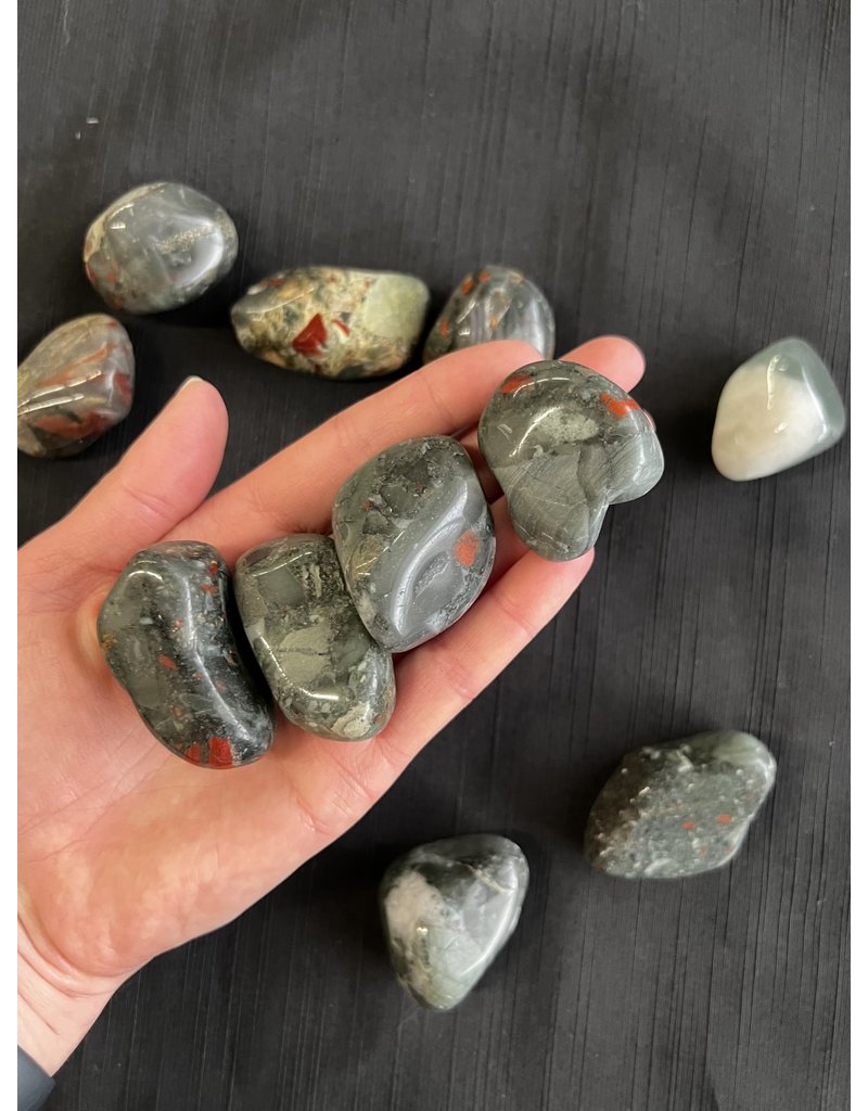 African Bloodstone Tumbled Stones, Polished Bloodstone, Grade A; 4 ...