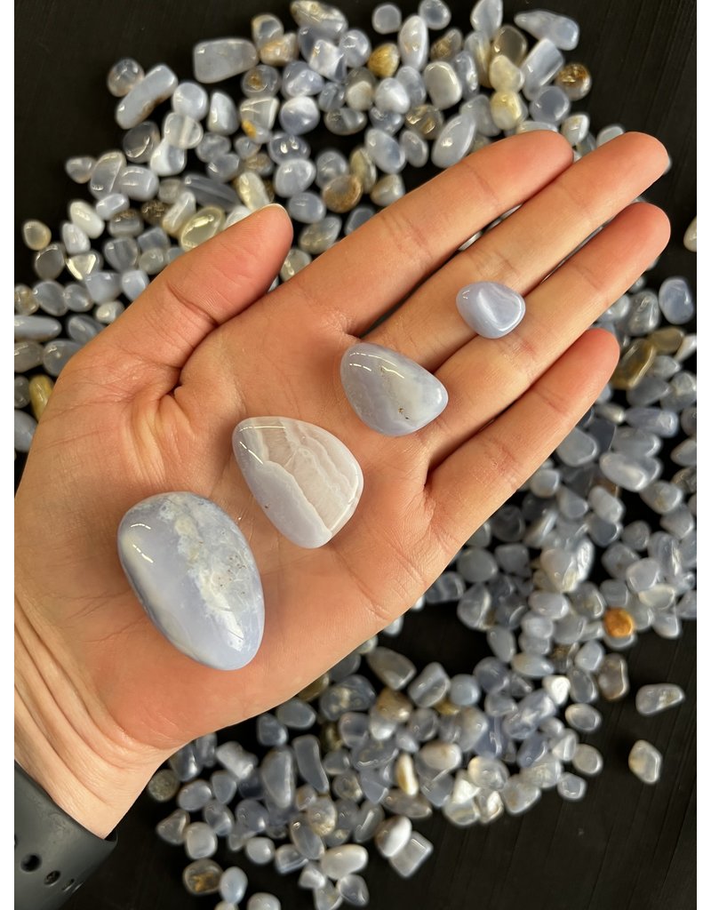 Blue Lace Agate Tumbled Stones, Polished Blue Lace Agate, Grade A; 4 ...