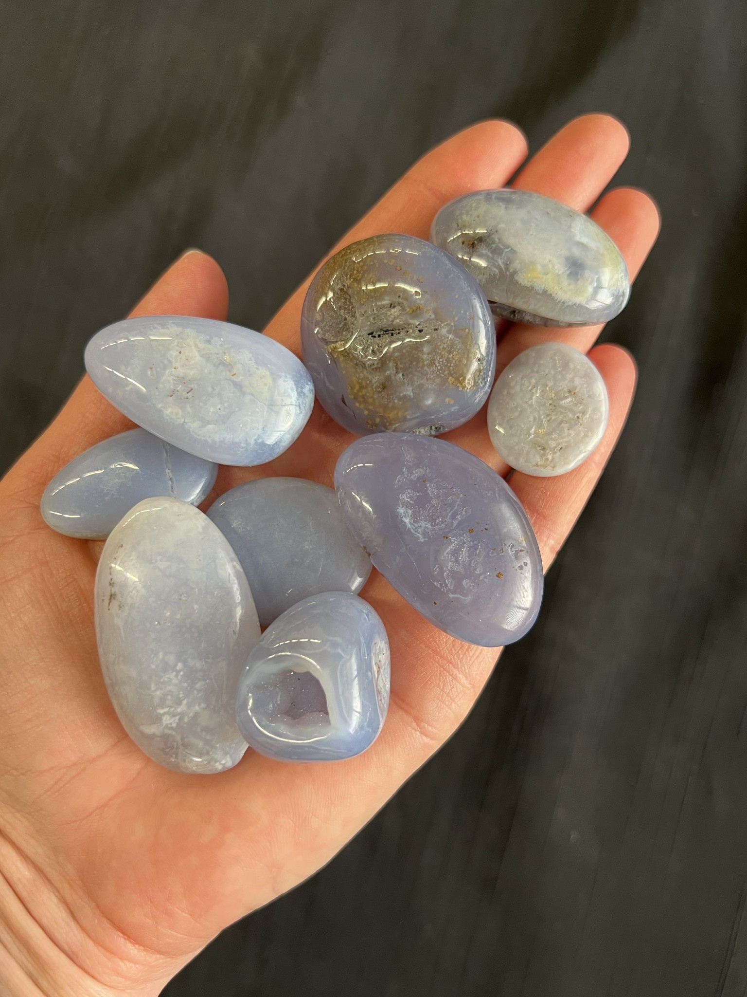 Blue Lace Agate Tumbled Stones, Polished Blue Lace Agate, Grade A; 4 ...