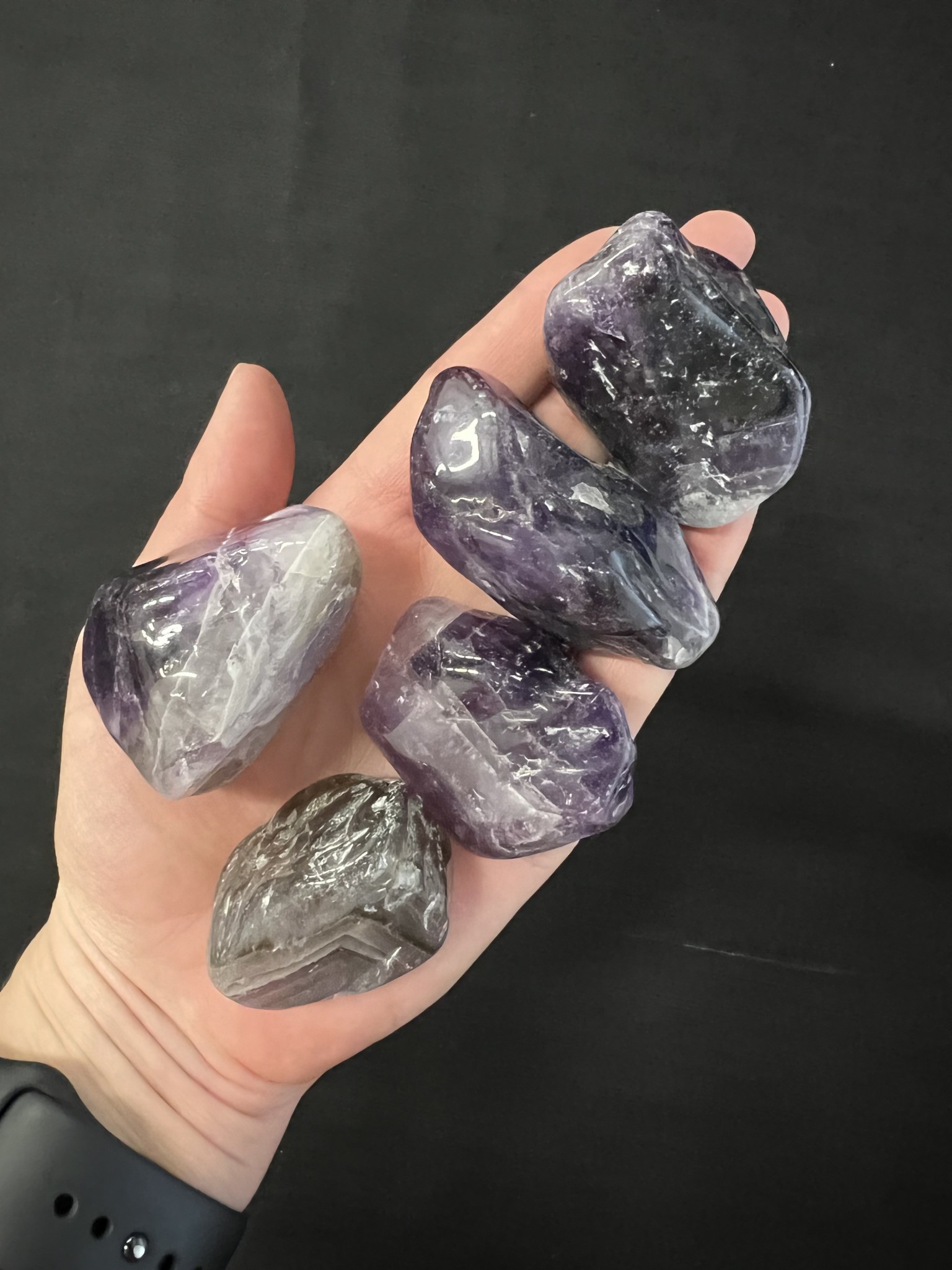 Chevron Amethyst Tumbled Stones, Polished Dream Amethyst, Grade A; 3 ...