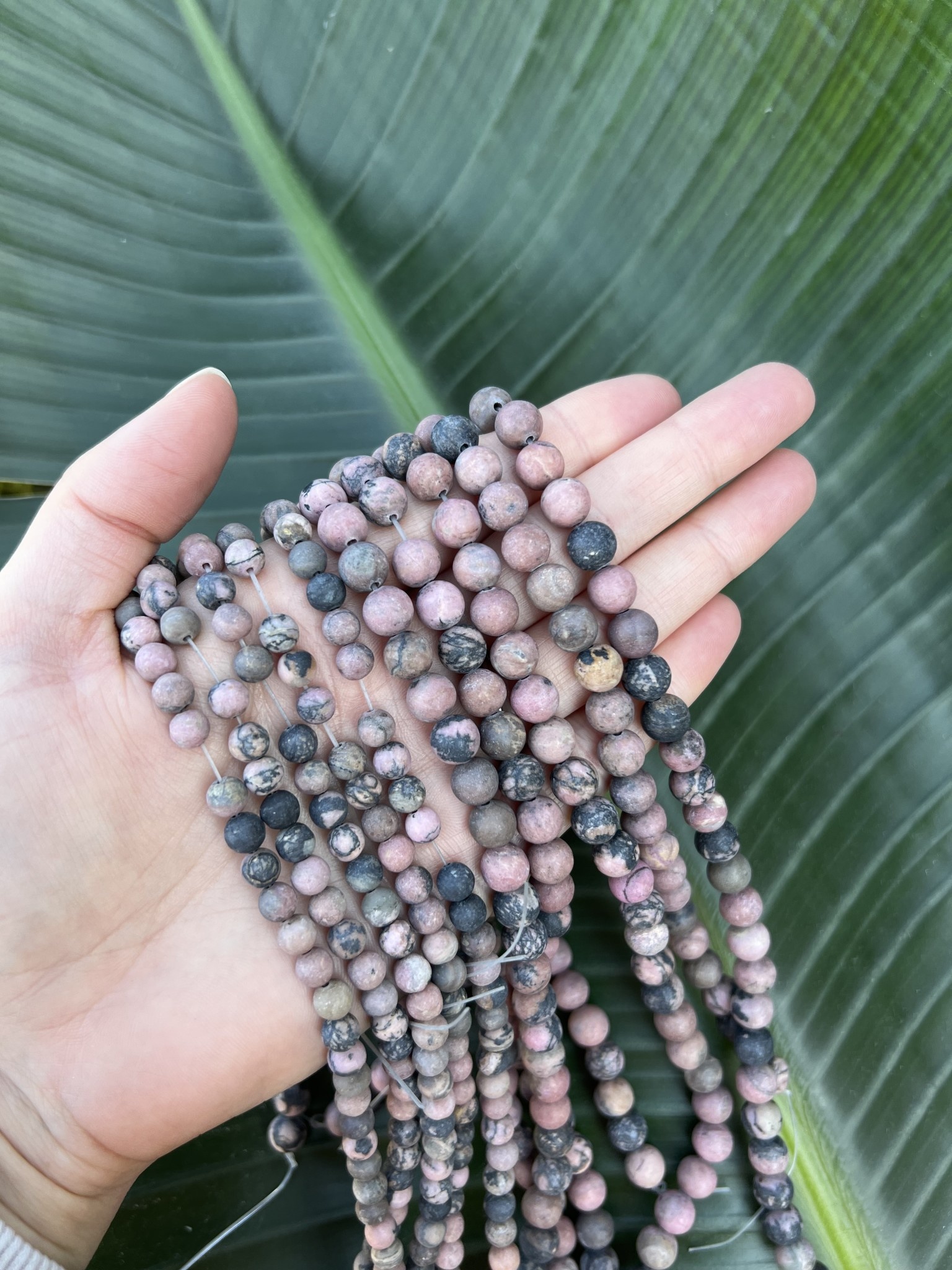 Rhodonite Beads, Grade A, Frosted/Matte 15" Strand 6mm 8mm - The Raw ...