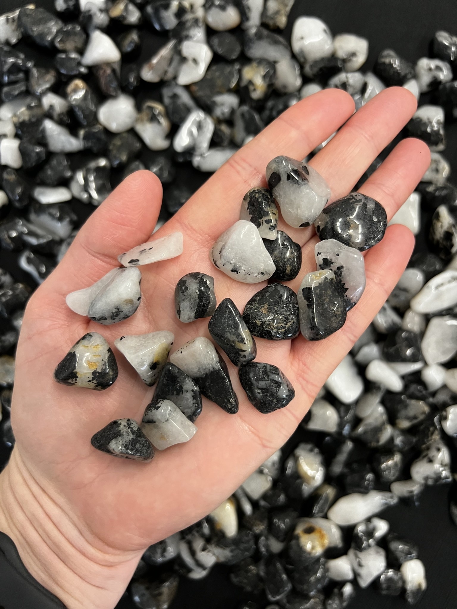 Grade B Tourmalinated Quartz Tumbled Stones; 3 sizes available ...