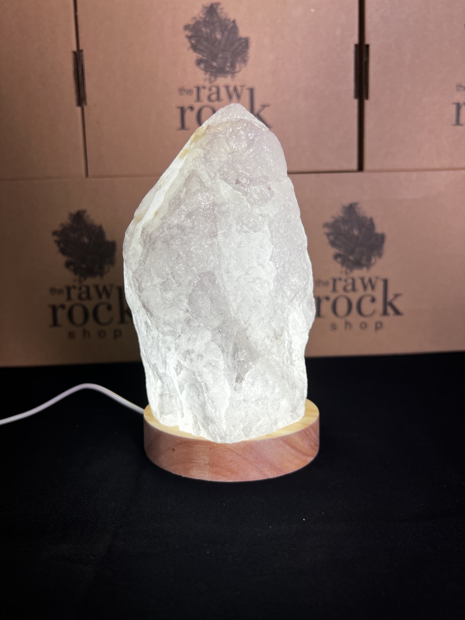Milky Quartz Lamp, with LED USB base, #5, 1.932kg - The Raw Rock Shop Inc.