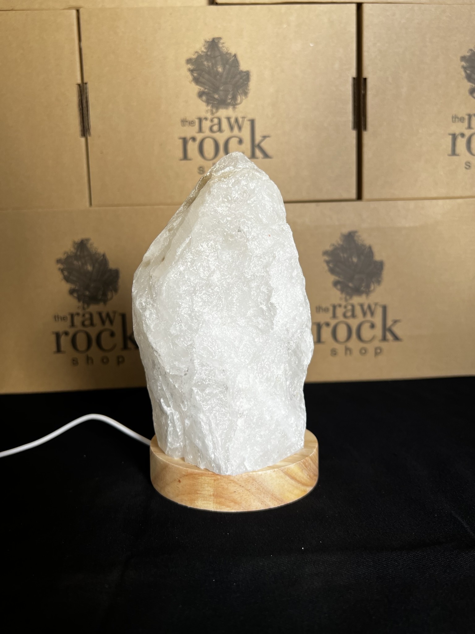 Milky Quartz Lamp, with LED USB base, #5, 1.932kg - The Raw Rock Shop Inc.
