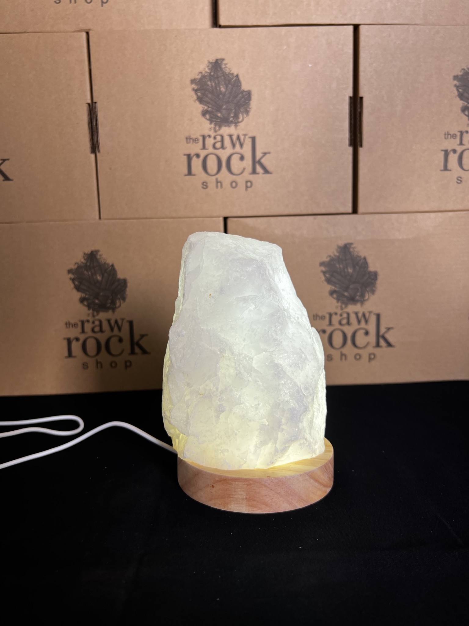 Milky Quartz Lamp, with LED USB base, #23, 1.912kg - The Raw Rock Shop Inc.