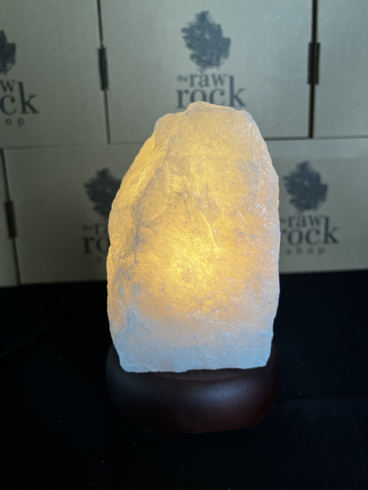 Milky Quartz Lamp, wooden base with Standard bulb/cord, #29, 1.962kg ...