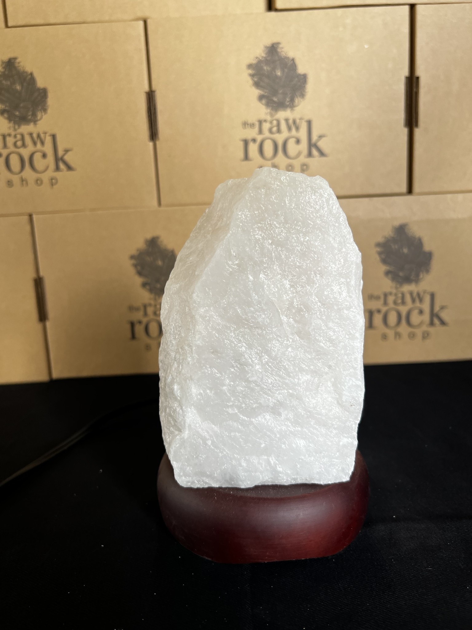 Milky Quartz Lamp, wooden base with Standard bulb/cord, #29, 1.962kg ...