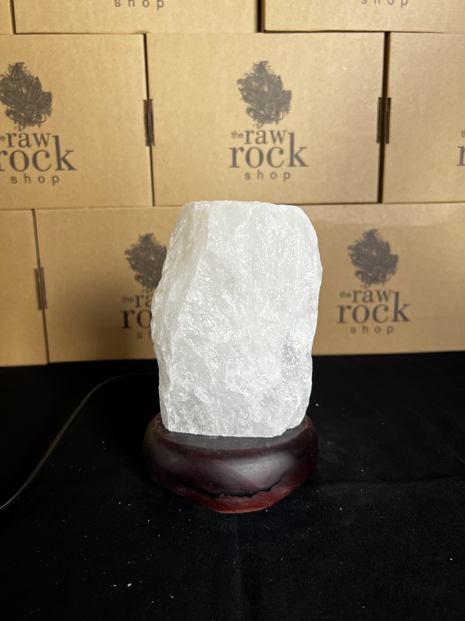 Milky Quartz Lamp, wooden base with Standard bulb/cord, #43, 1.708kg ...