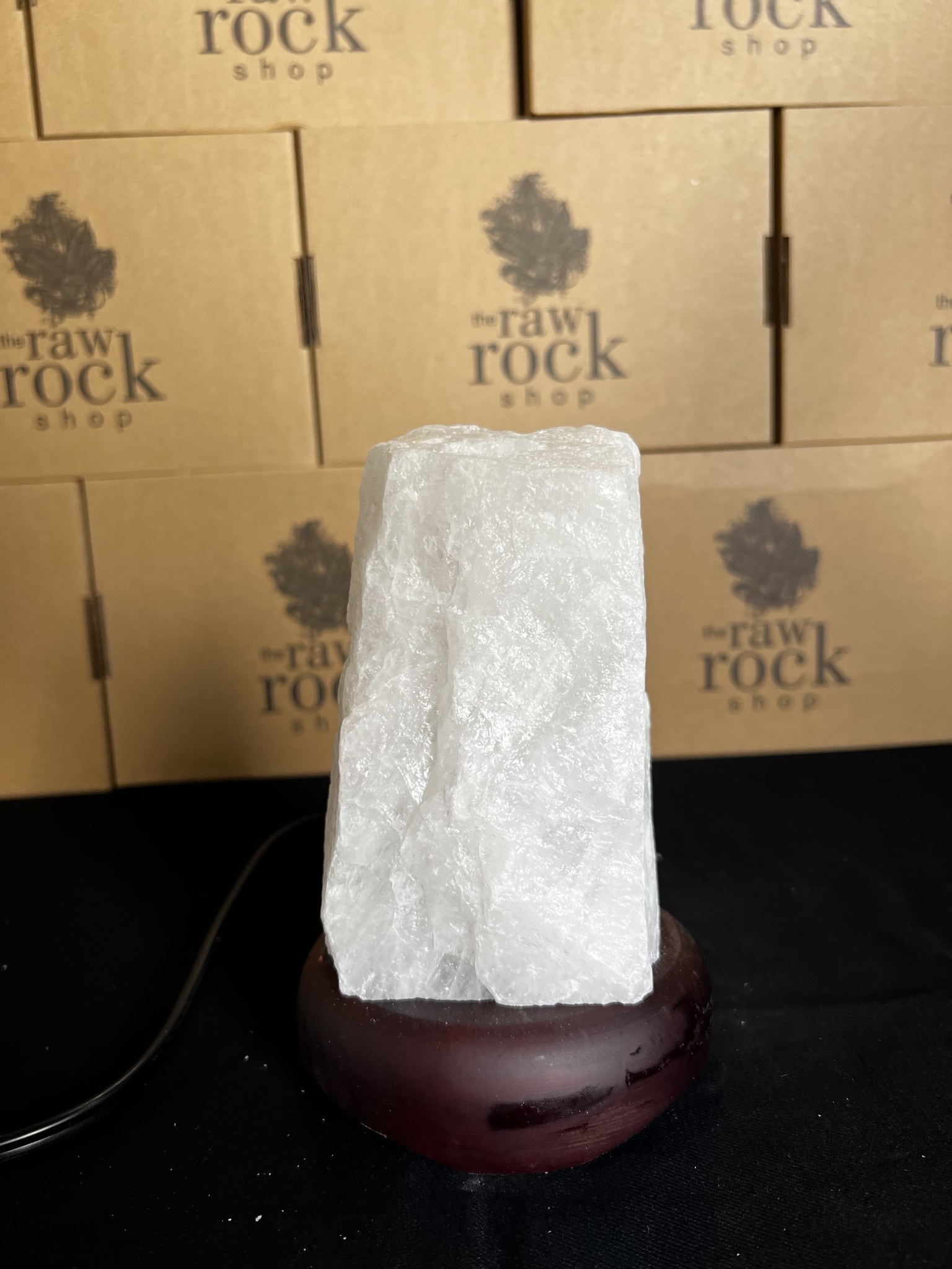 Milky Quartz Lamp, wooden base with Standard bulb/cord, #46, 1.69kg ...