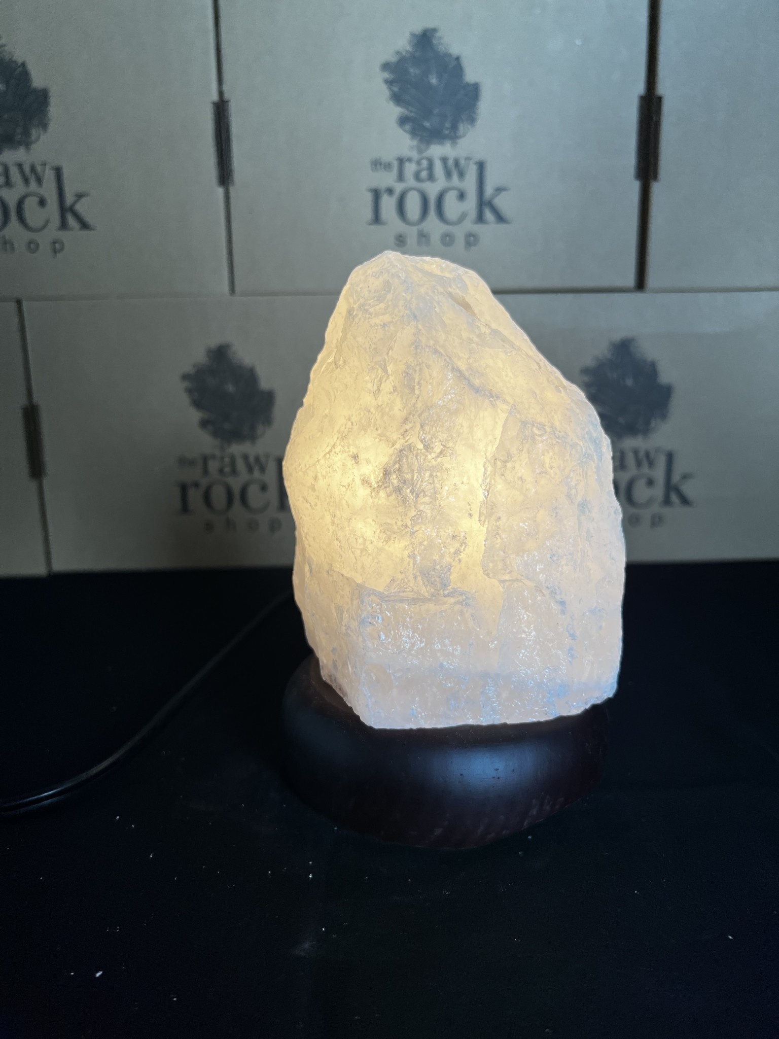 Milky Quartz Lamp, wooden base with Standard bulb/cord, #50, 1.68kg ...