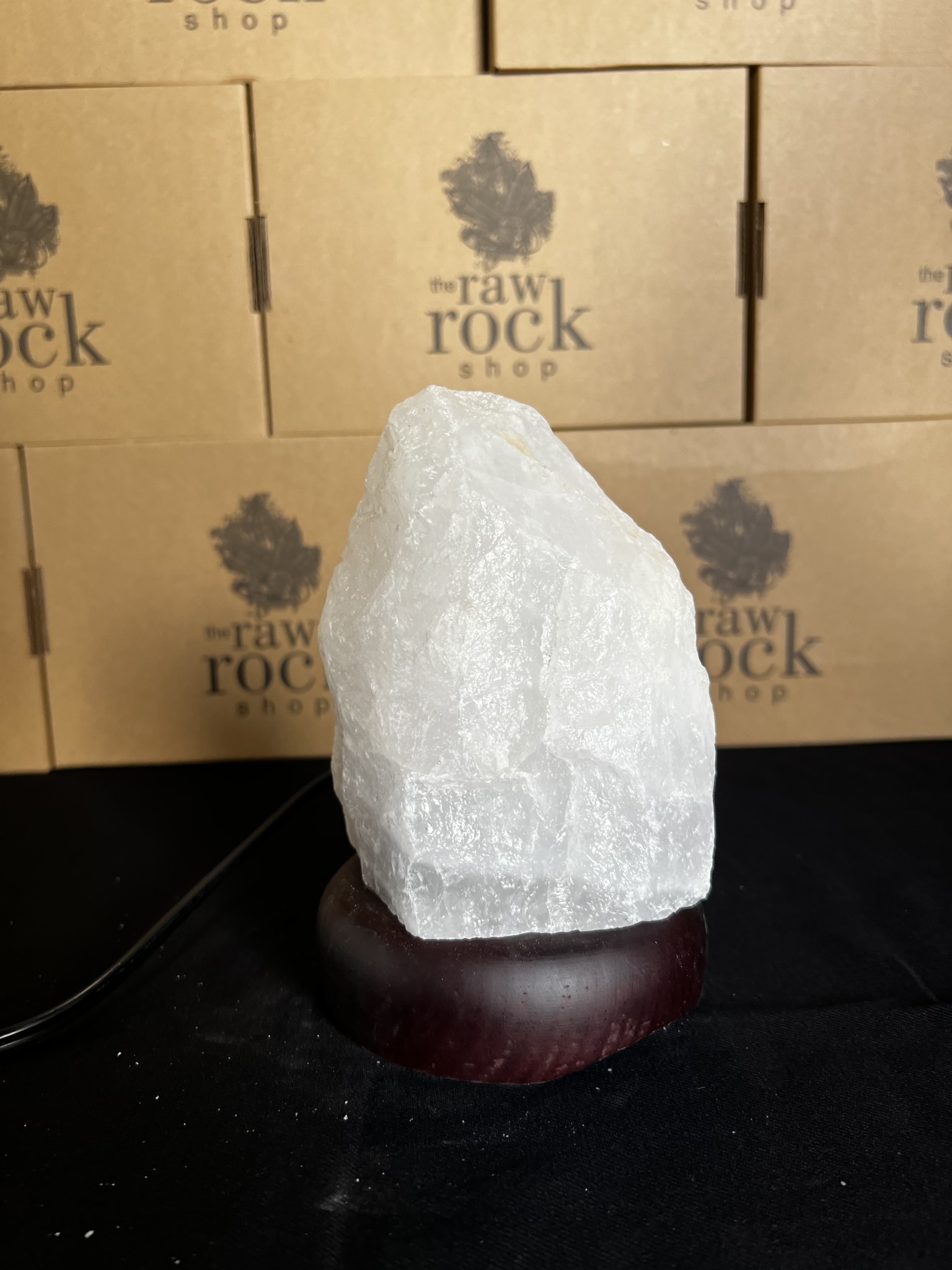 Milky Quartz Lamp, wooden base with Standard bulb/cord, #50, 1.68kg ...