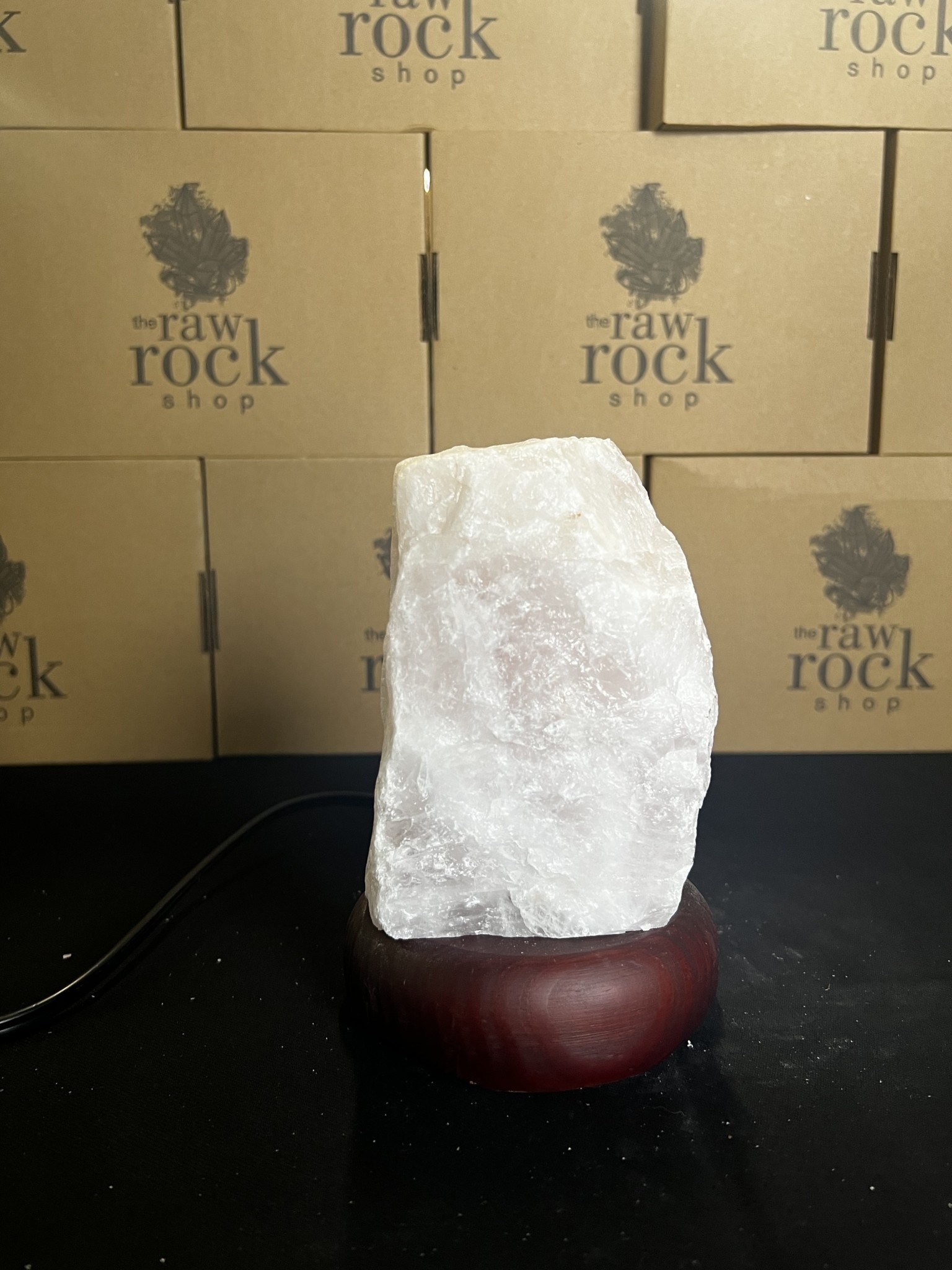 Rose Quartz Lamp, wooden base with Standard bulb/cord, #46, 2.092kg ...