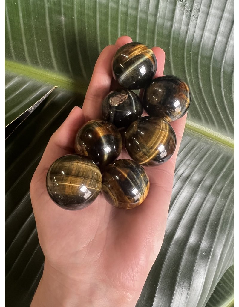 Blue Tiger Eye, Blue With Gold Tiger Eye Sphere, 30-34mm - The Raw Rock ...