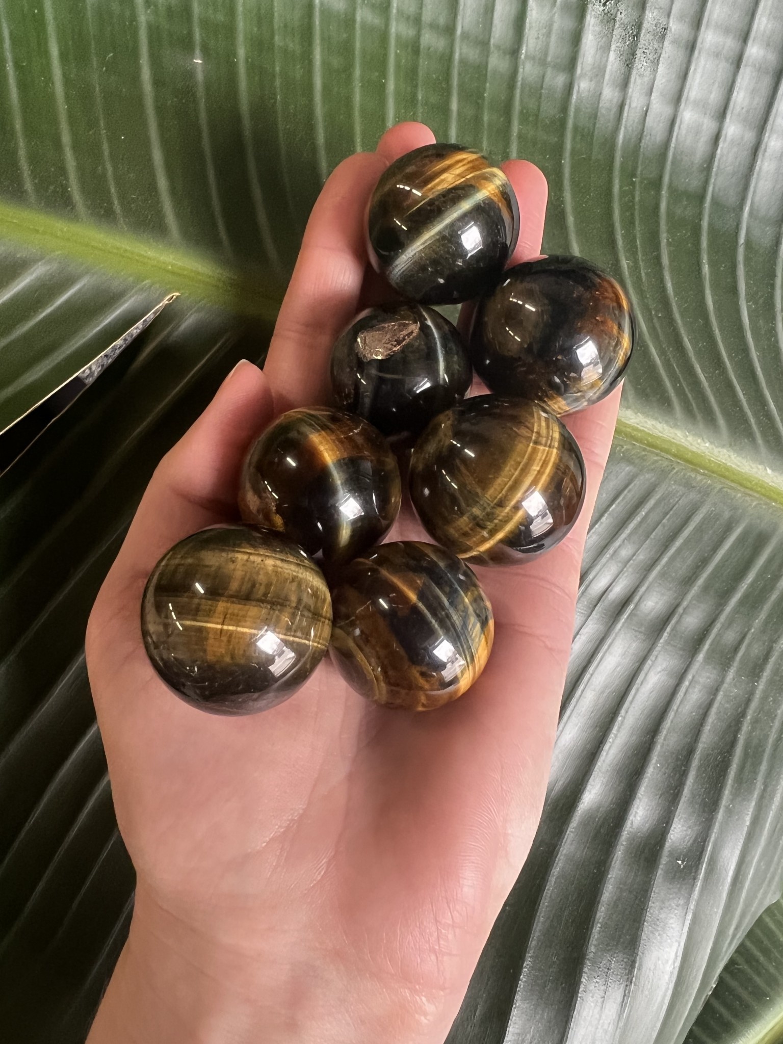 Blue Tiger Eye, Blue With Gold Tiger Eye Sphere, 30-34mm - The Raw Rock ...