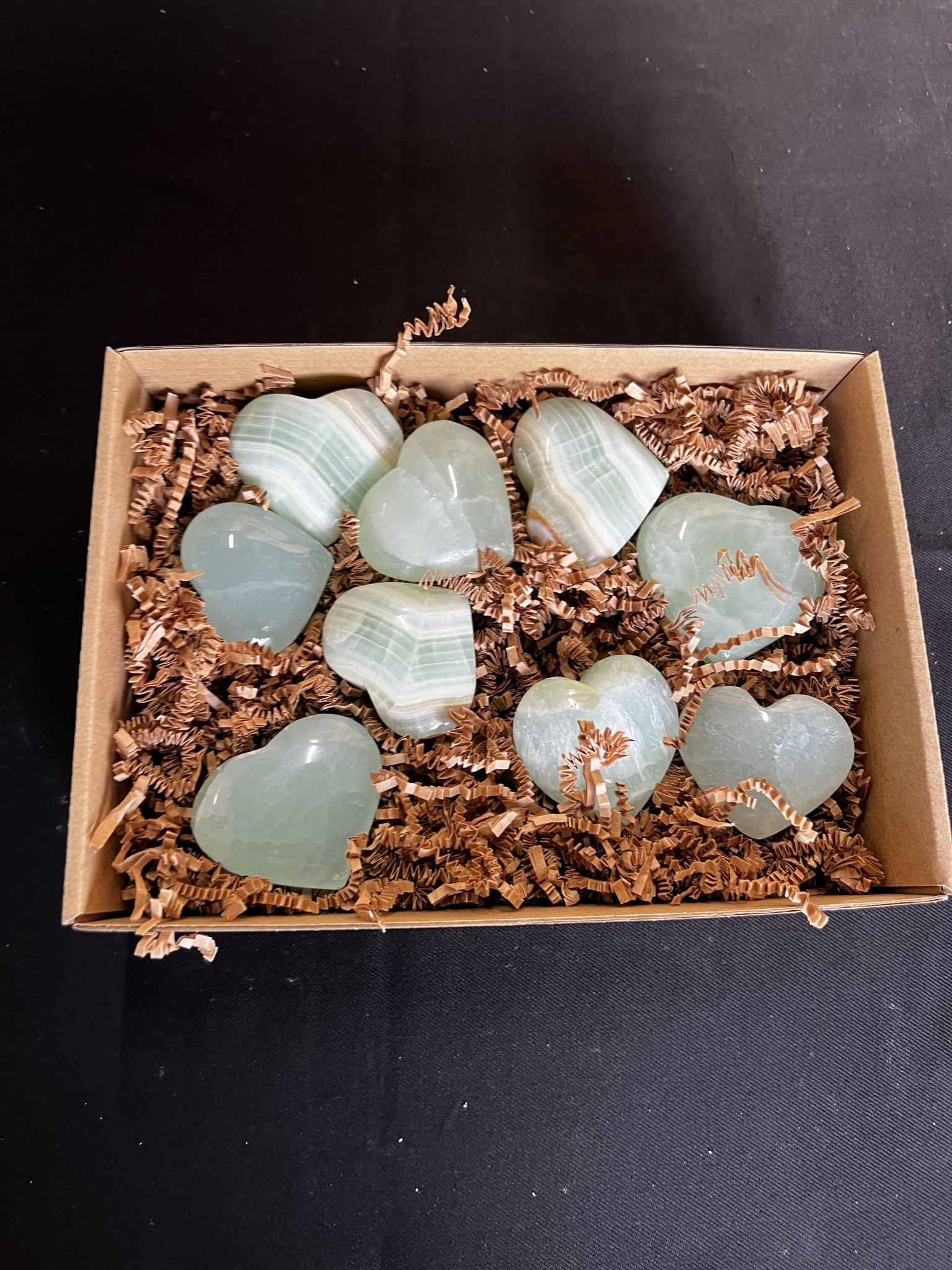 Pistachio Calcite Hearts 1KG bulk lot - The Raw Rock Shop Inc.