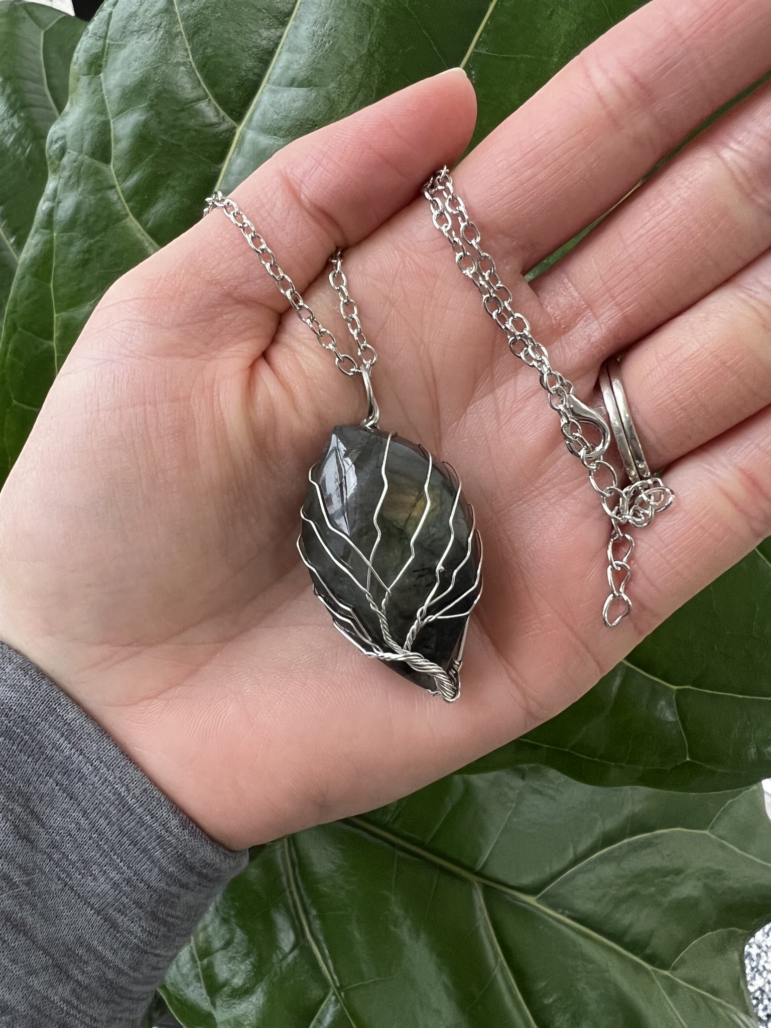 Silver Wire Wrapped Necklace, Labradorite - The Raw Rock Shop Inc.