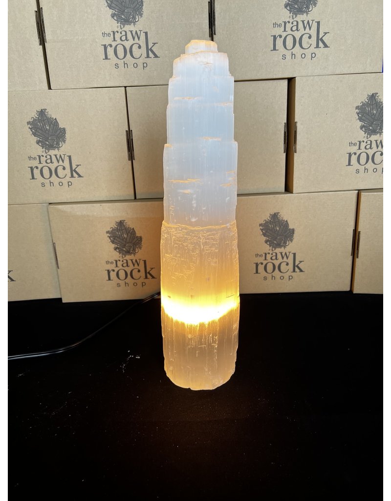 Natural Selenite Lamp, 40cm - The Raw Rock Shop Inc.