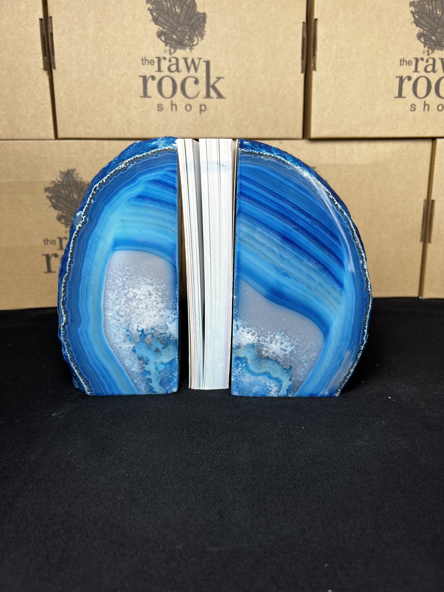 Blue Agate Bookend #2, 3468gr - The Raw Rock Shop Inc.