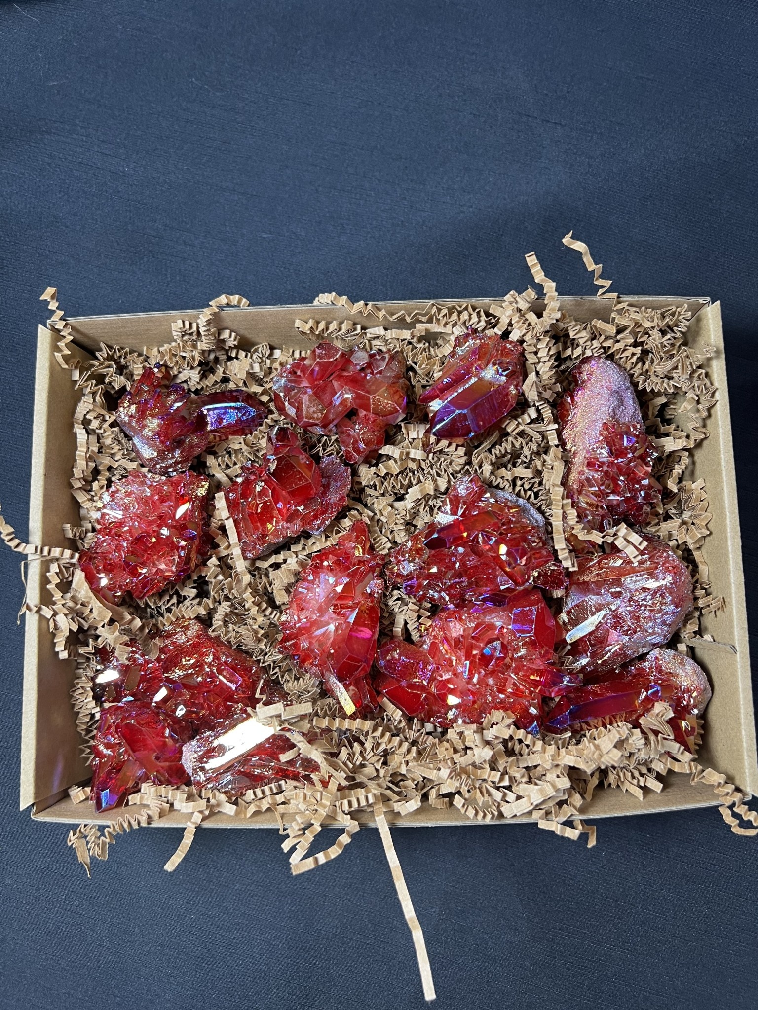 Red Aura Quartz Clusters 1KG bulk lot - The Raw Rock Shop Inc.