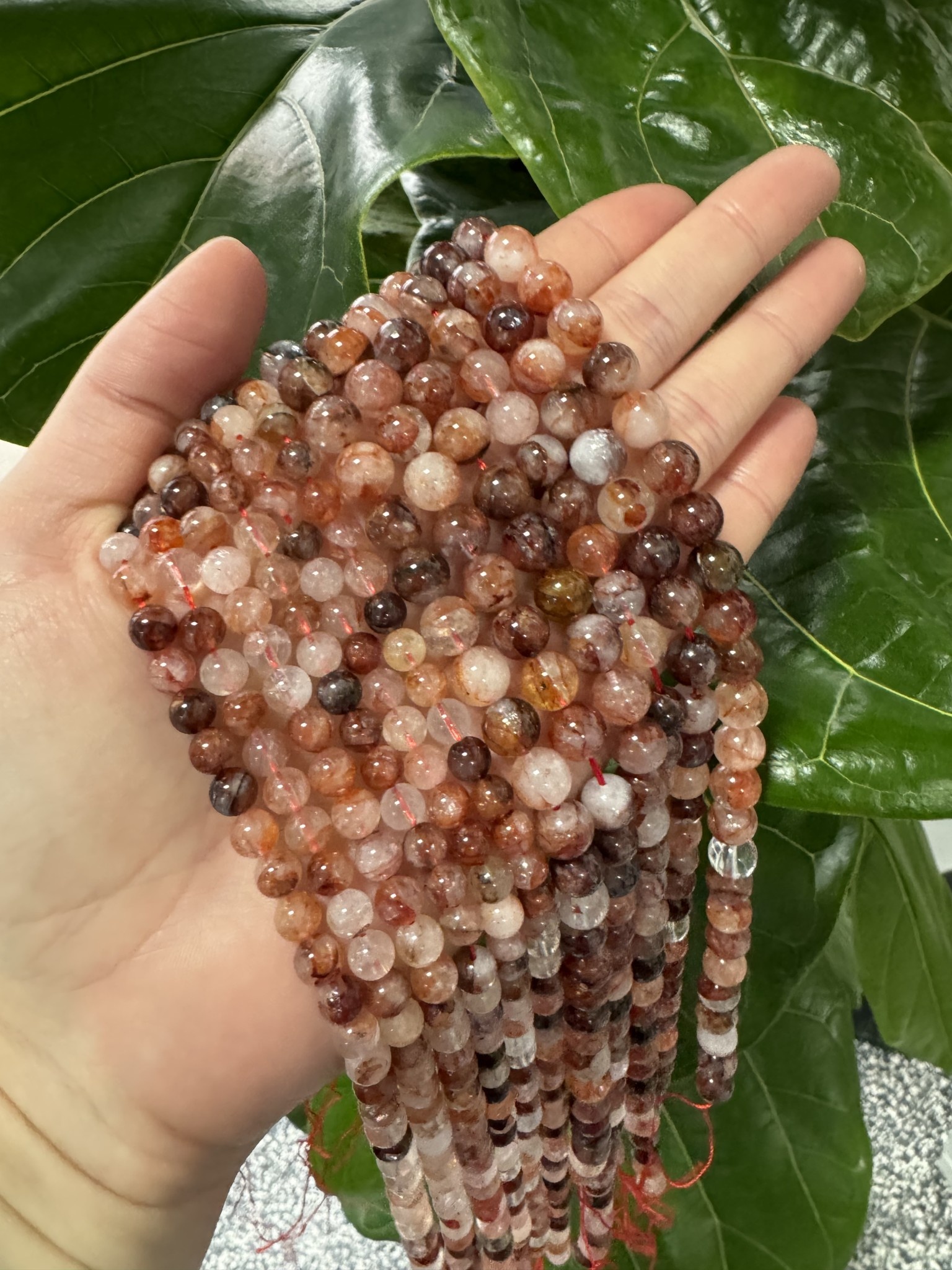 Fire Quartz Beads Polished 15" Strand 6mm 8mm - The Raw Rock Shop Inc.