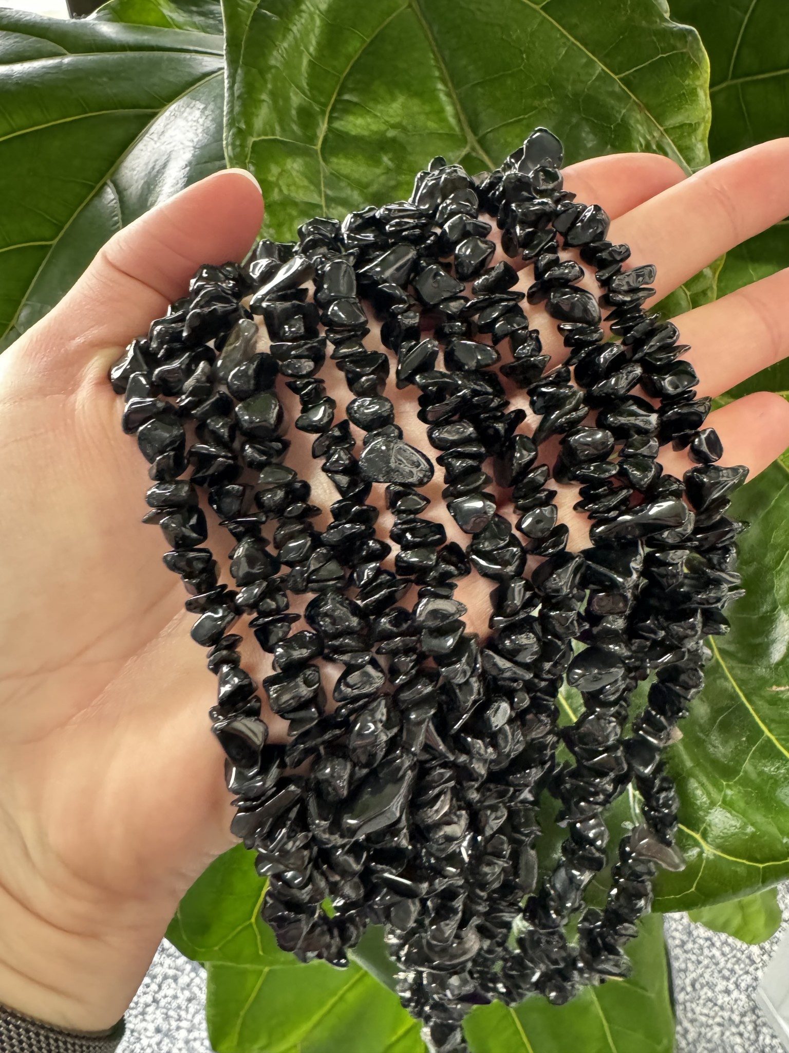 Obsidian Chip Beads Polished 31.5" Strand - The Raw Rock Shop Inc.