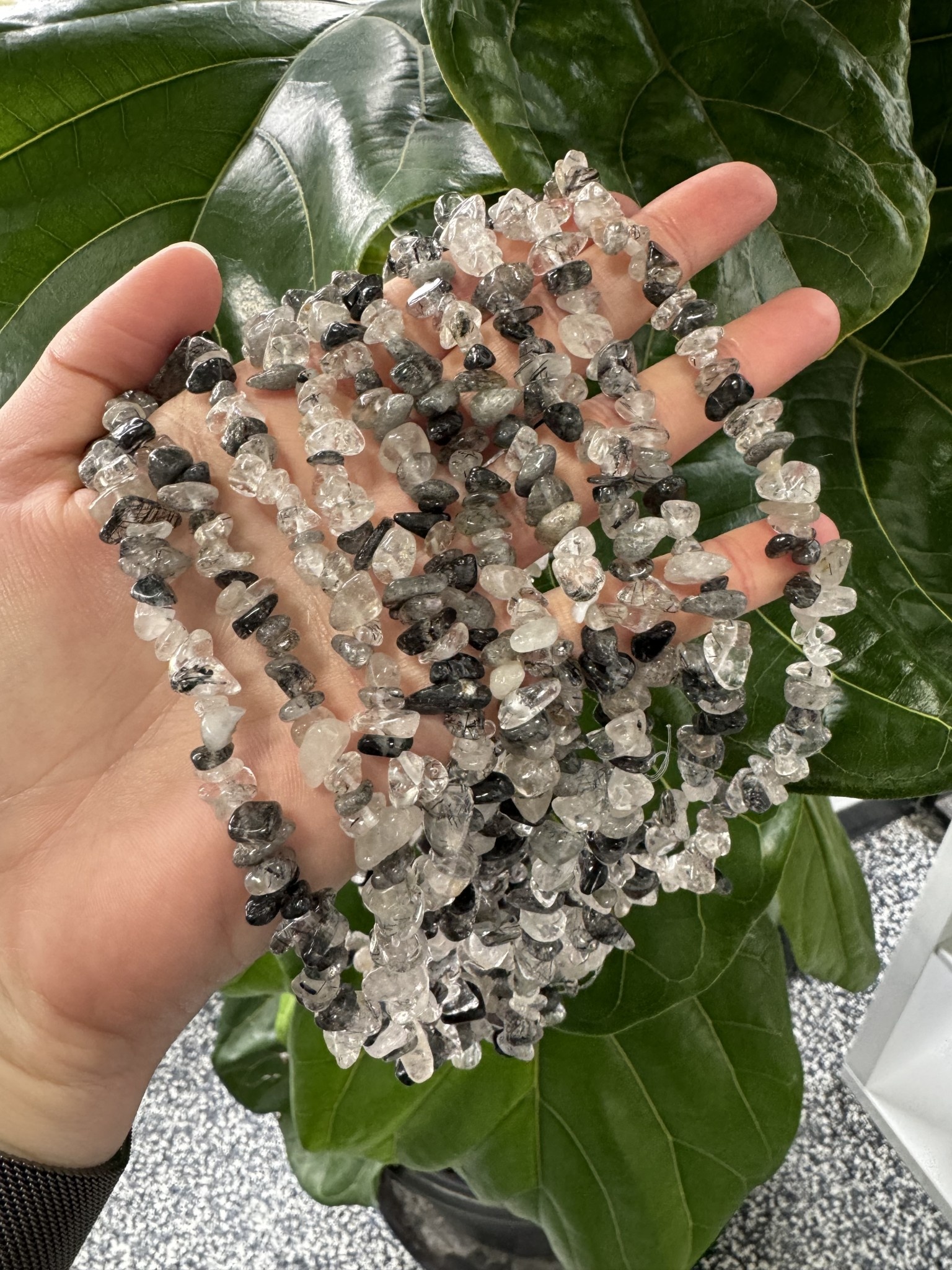 Tourmalinated Quartz Chip Beads Polished 31.5" Strand - The Raw Rock ...