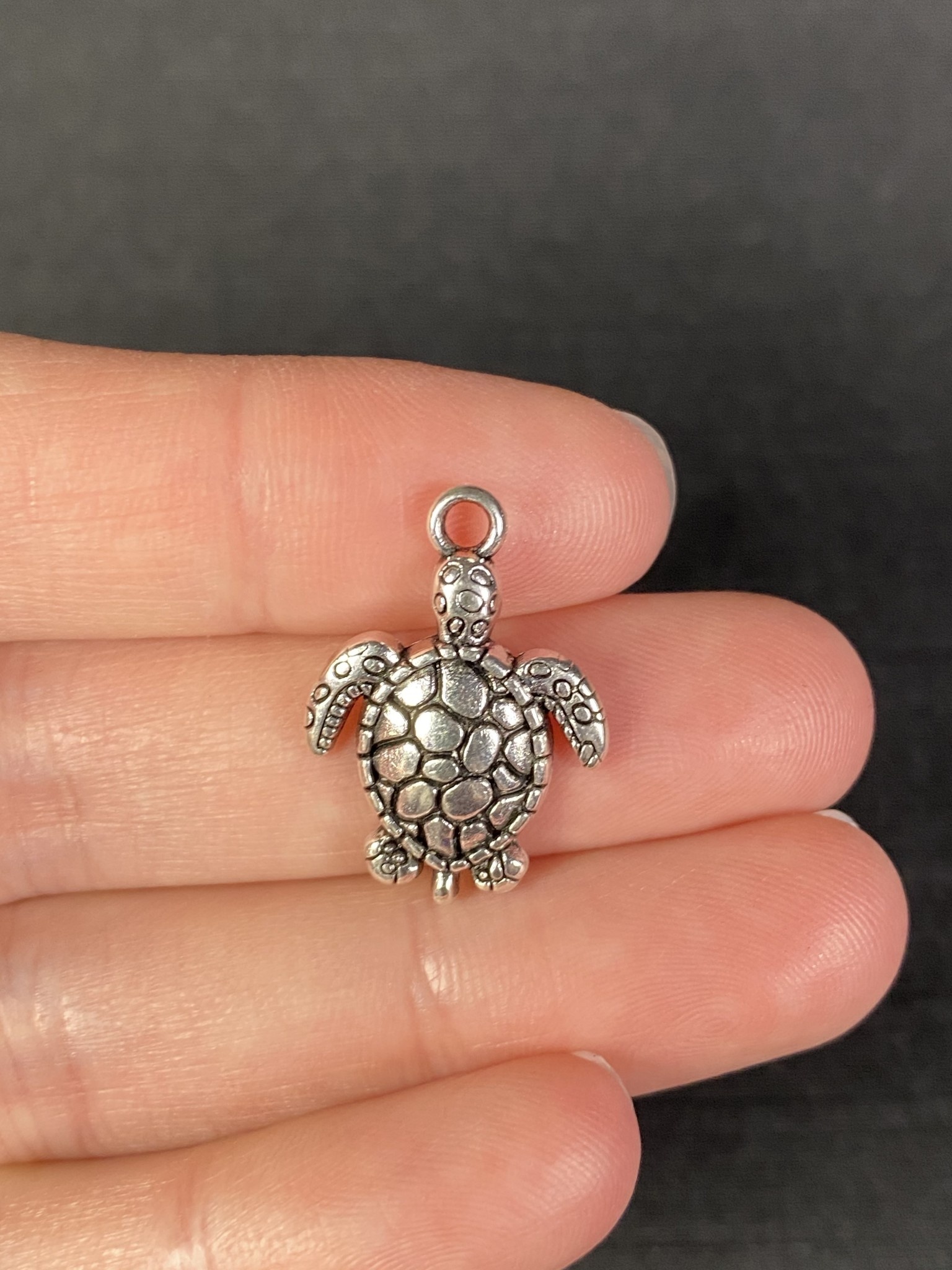 Sea Turtle Charm #3 Antique Silver 21mm x 17mm, bulk options - The Raw ...