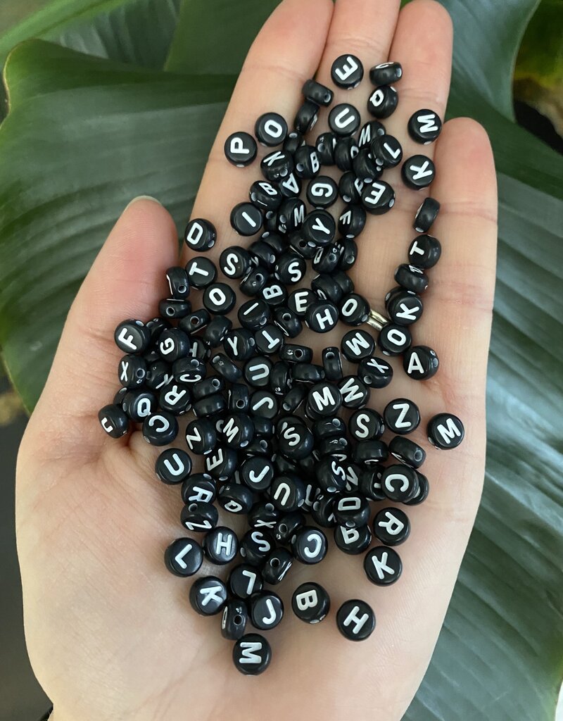 Flat Round Alphabet Spacer, Bulk Letters, Black + White Letters 7mmx3 ...