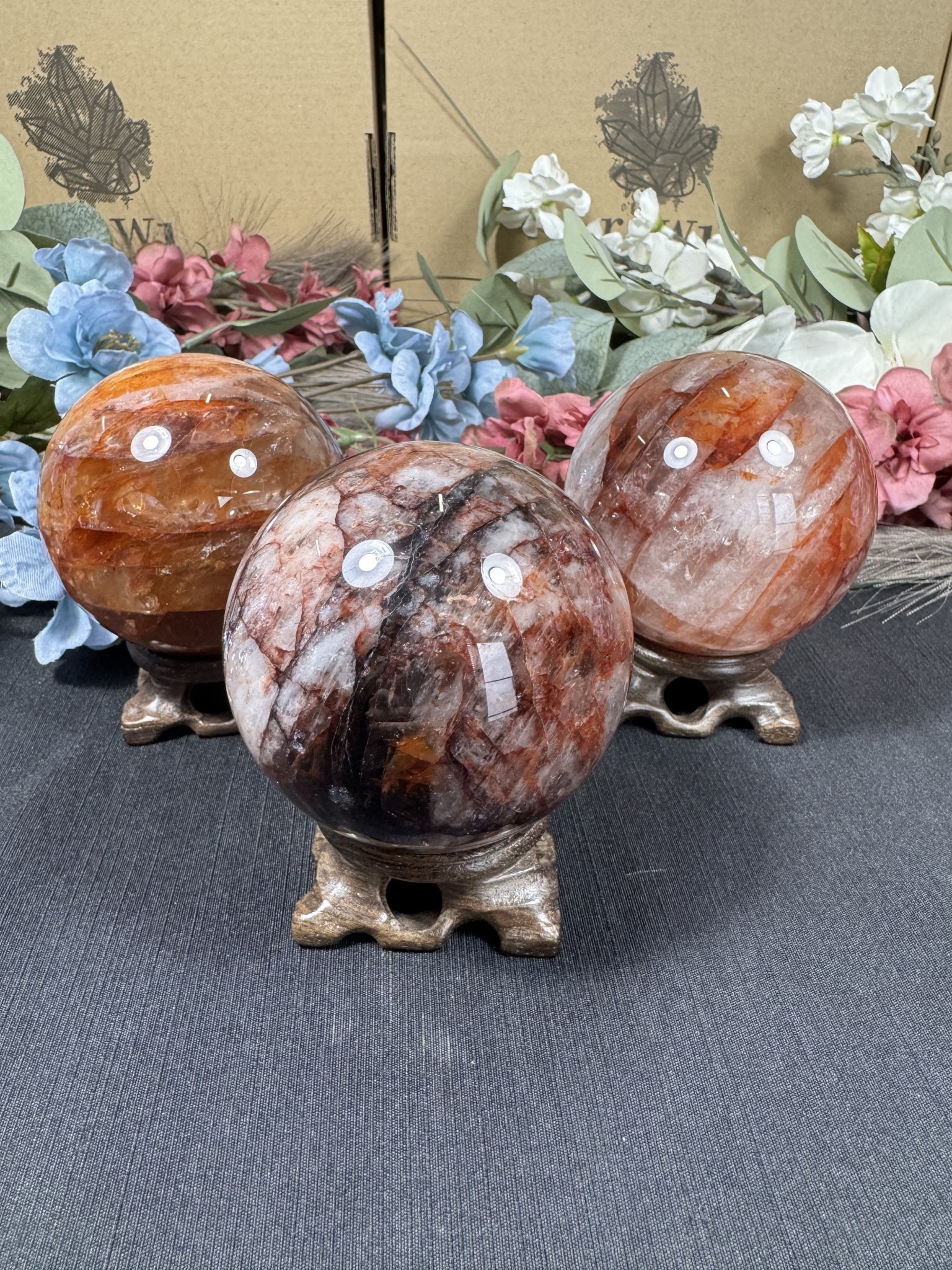 Fire Quartz Sphere, 70-74mm - The Raw Rock Shop Inc.
