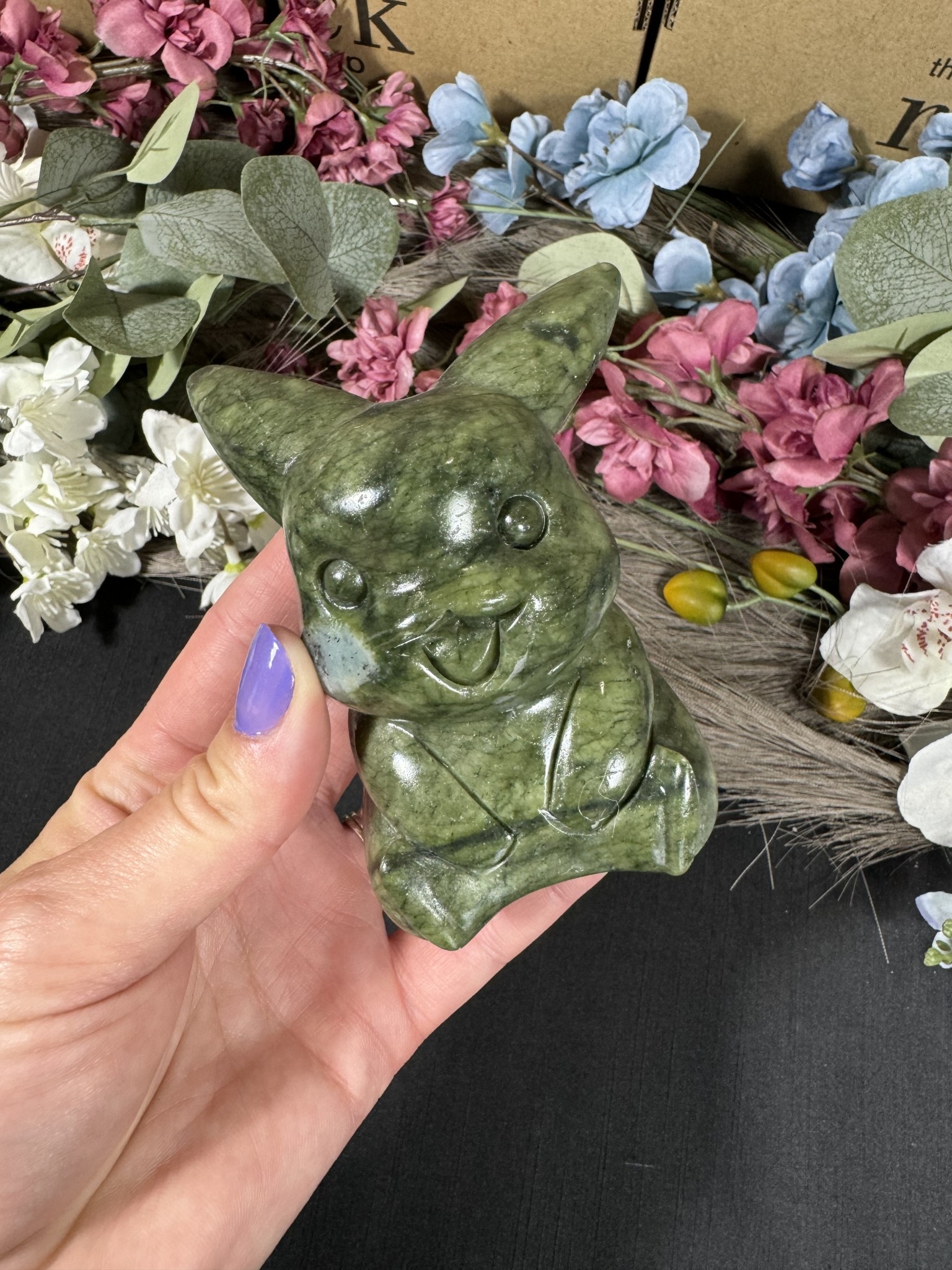 Green Jade Pikachu Carving - The Raw Rock Shop Inc.