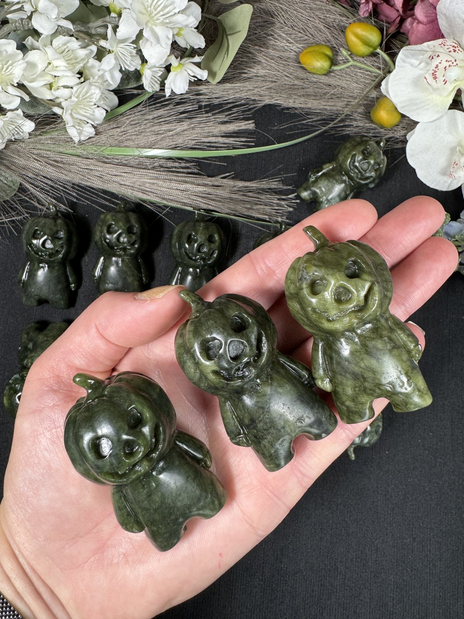 Green Jade Pumpkin Head Person - The Raw Rock Shop Inc.