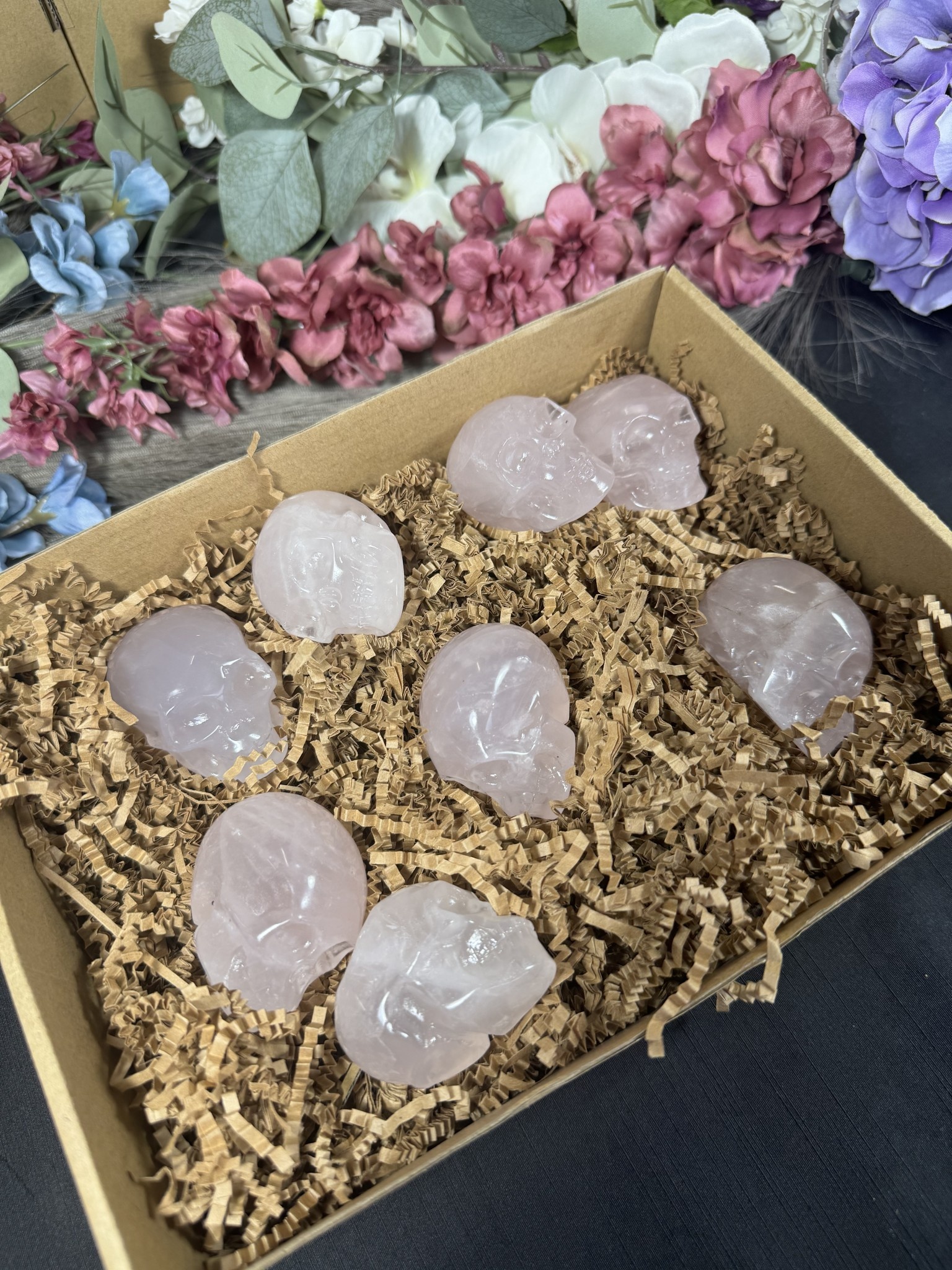 2" Rose Quartz Skull 1KG bulk lot - The Raw Rock Shop Inc.