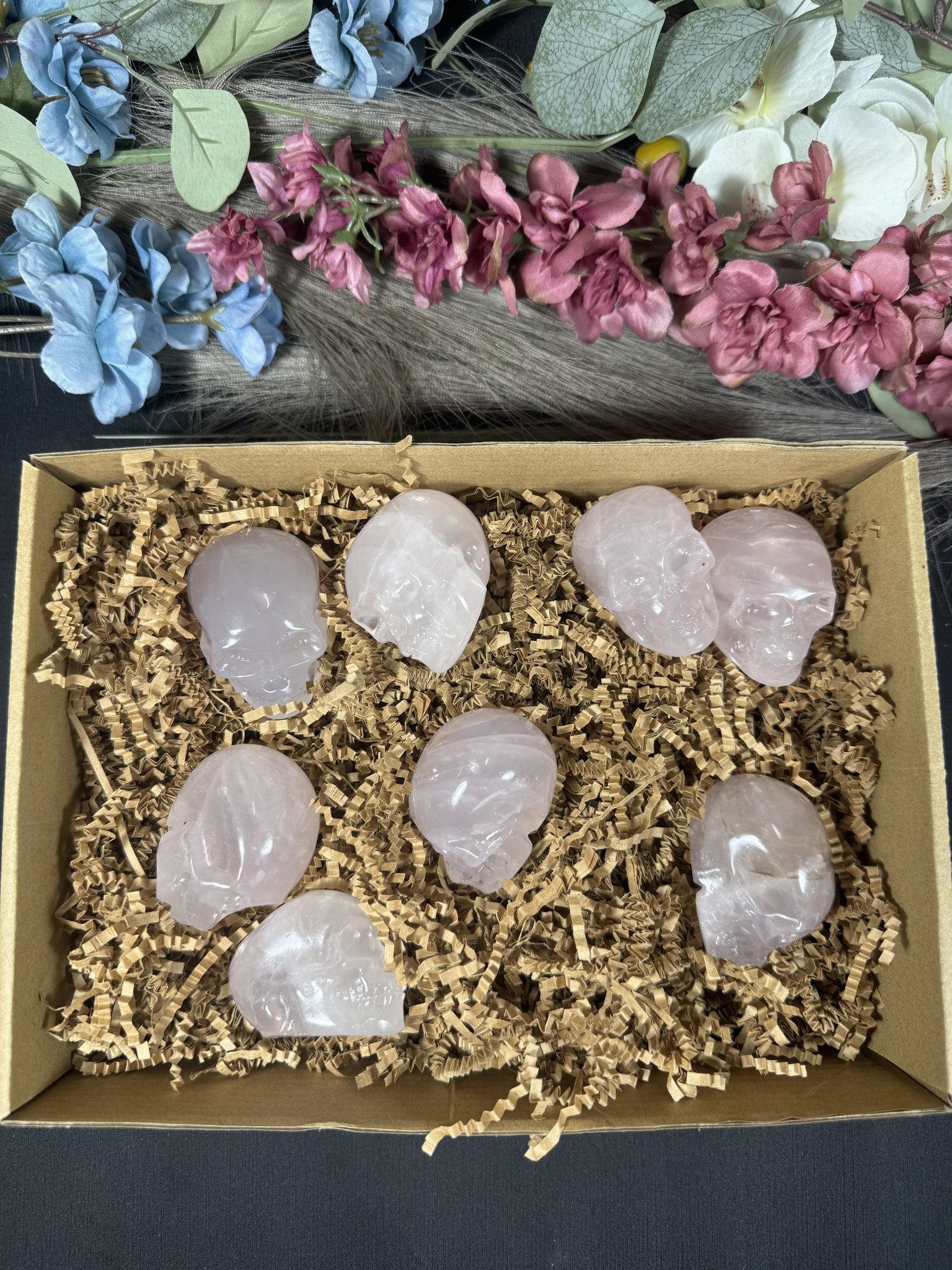 2" Rose Quartz Skull 1KG bulk lot - The Raw Rock Shop Inc.