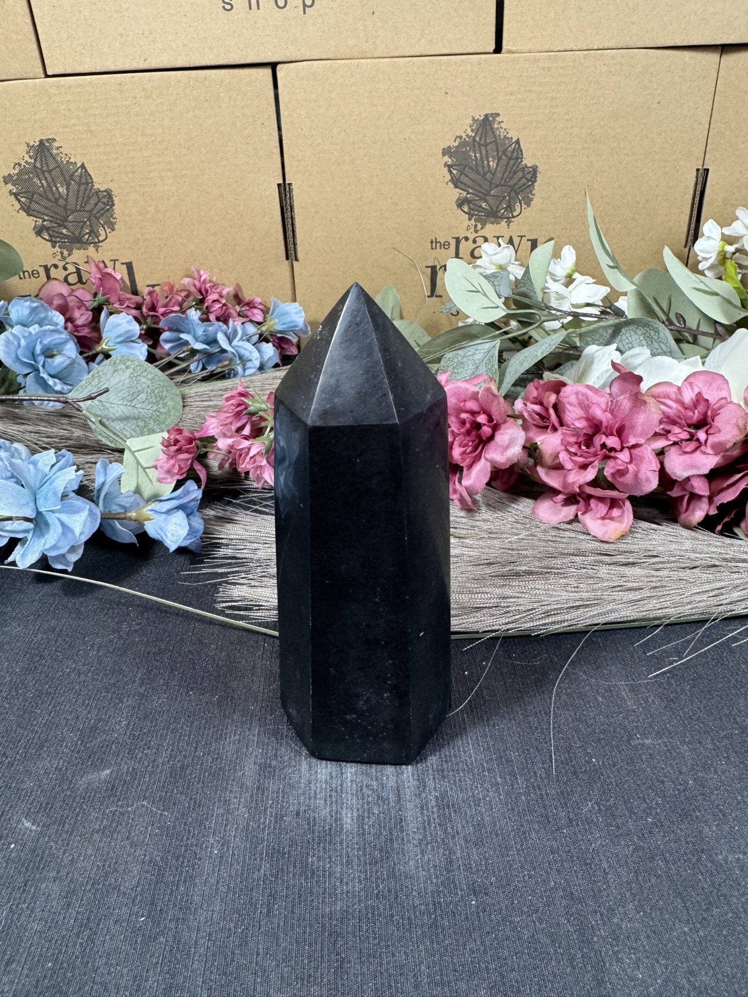 Black Tourmaline Tower #30, 448gr - The Raw Rock Shop Inc.