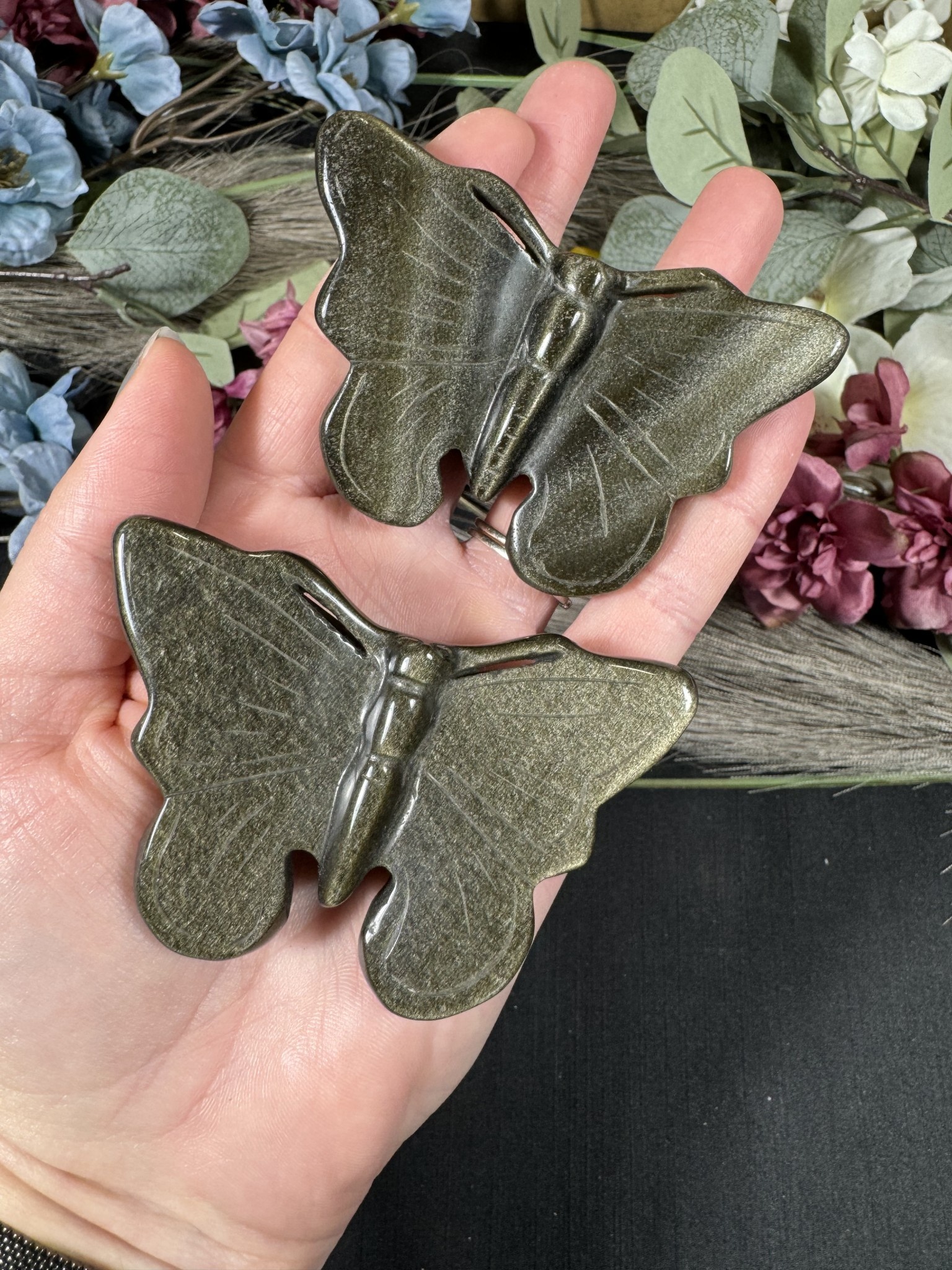 Gold Sheen Obsidian Butterfly Carving - The Raw Rock Shop Inc.