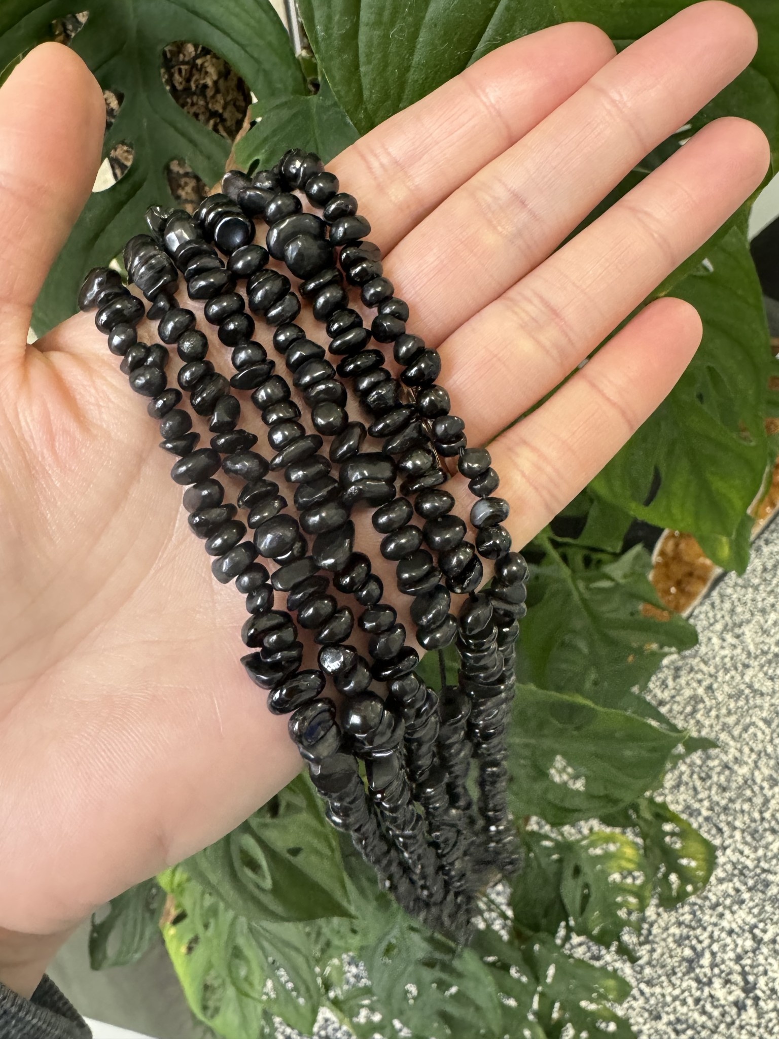 Shungite Chip Beads Polished 15" Strand - The Raw Rock Shop Inc.