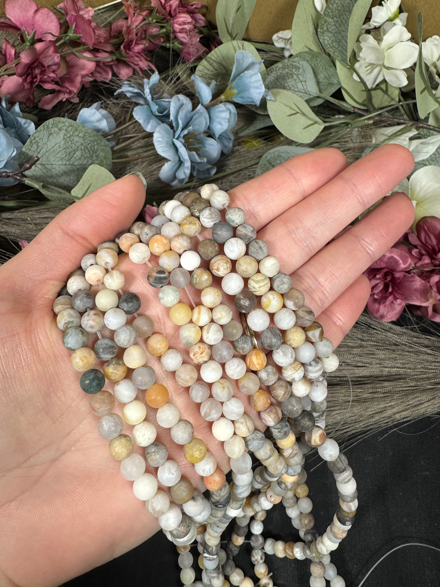 Bamboo Leaf Agate Bead 15" Strand 6mm/8mm - The Raw Rock Shop Inc.