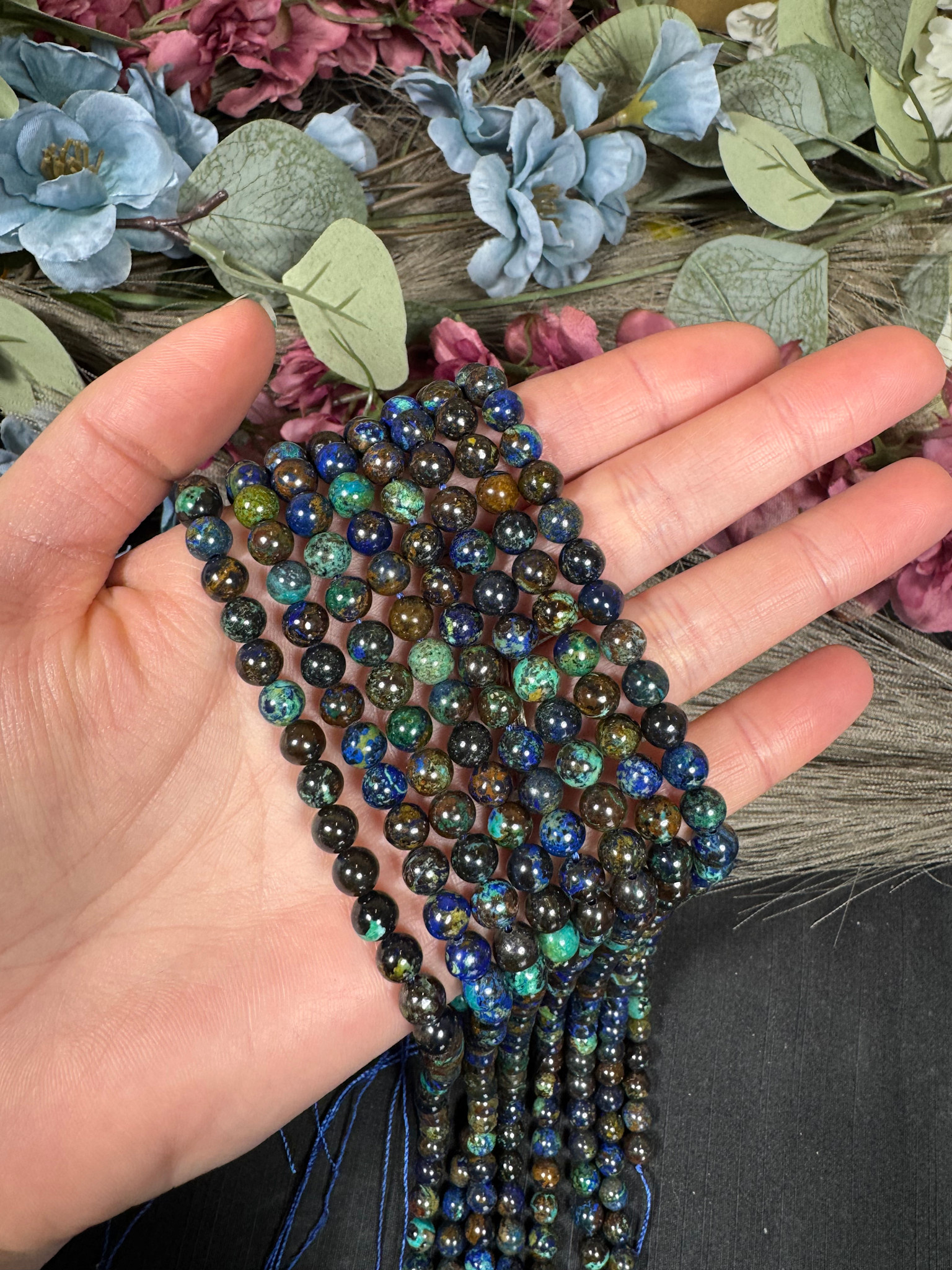 Azurite Beads Polished 15" Strand 6mm 8mm - The Raw Rock Shop Inc.