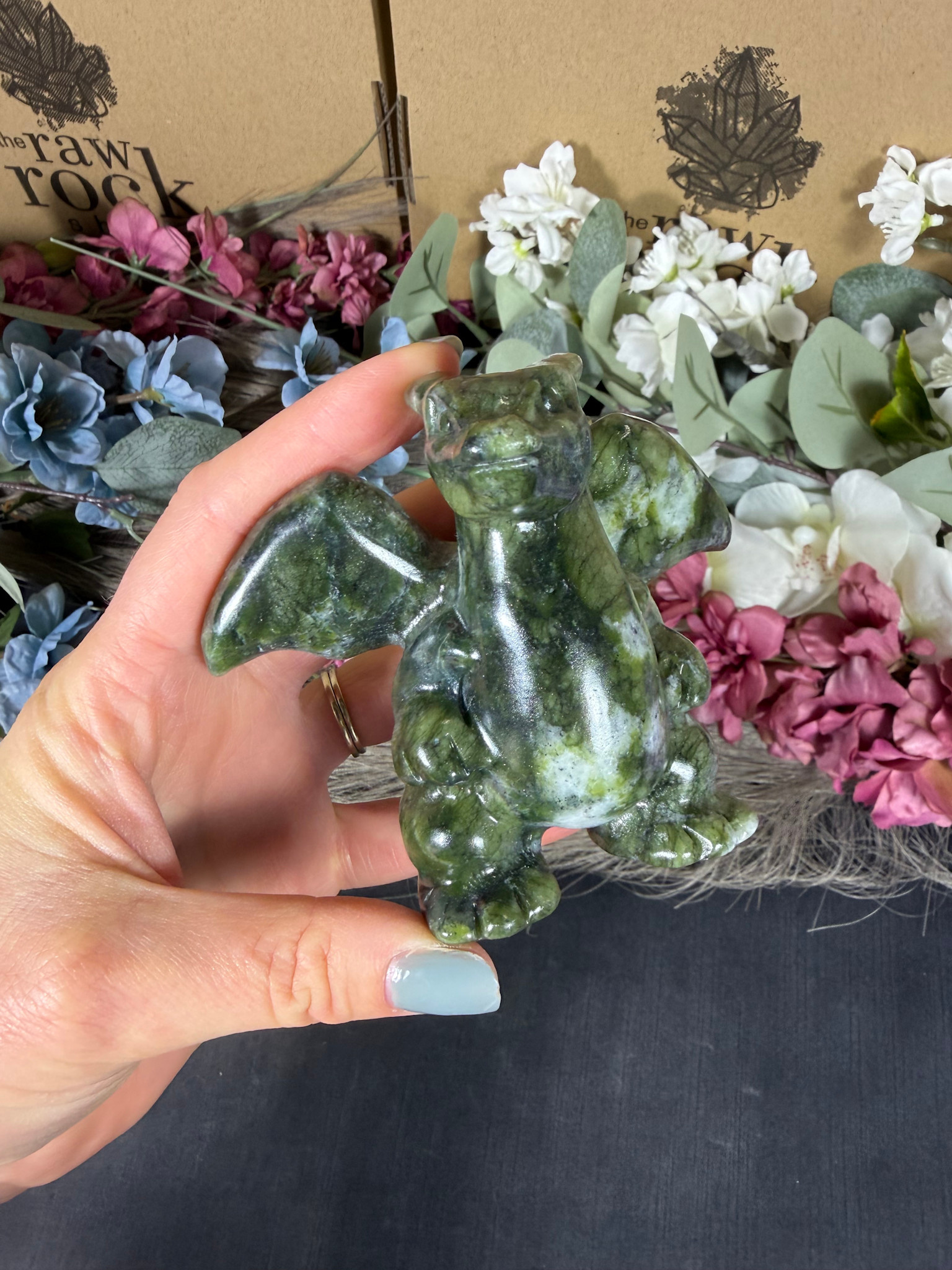 Green Jade Charizard Carving - The Raw Rock Shop Inc.