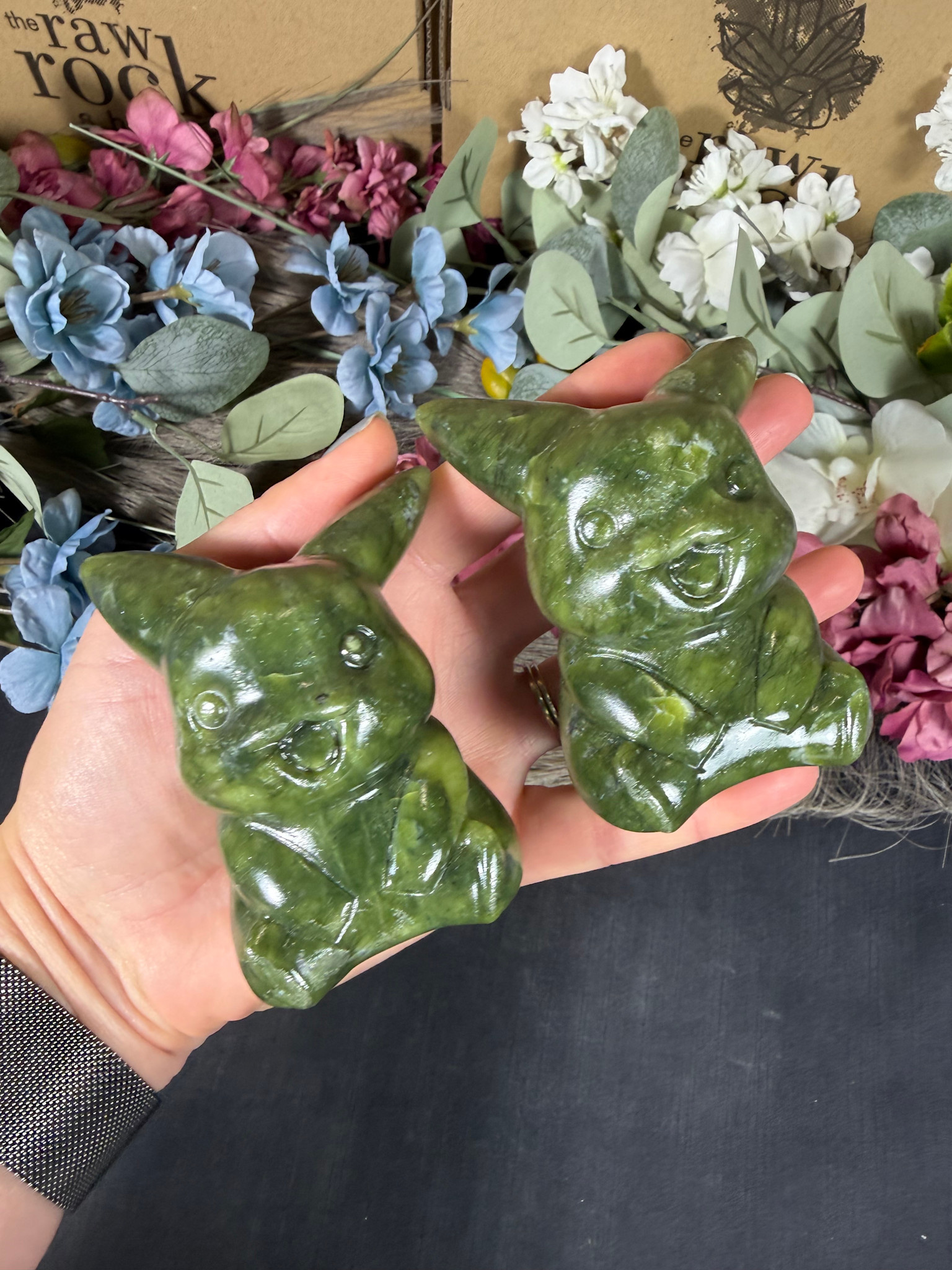 Small Green Jade Pikachu Carving - The Raw Rock Shop Inc.