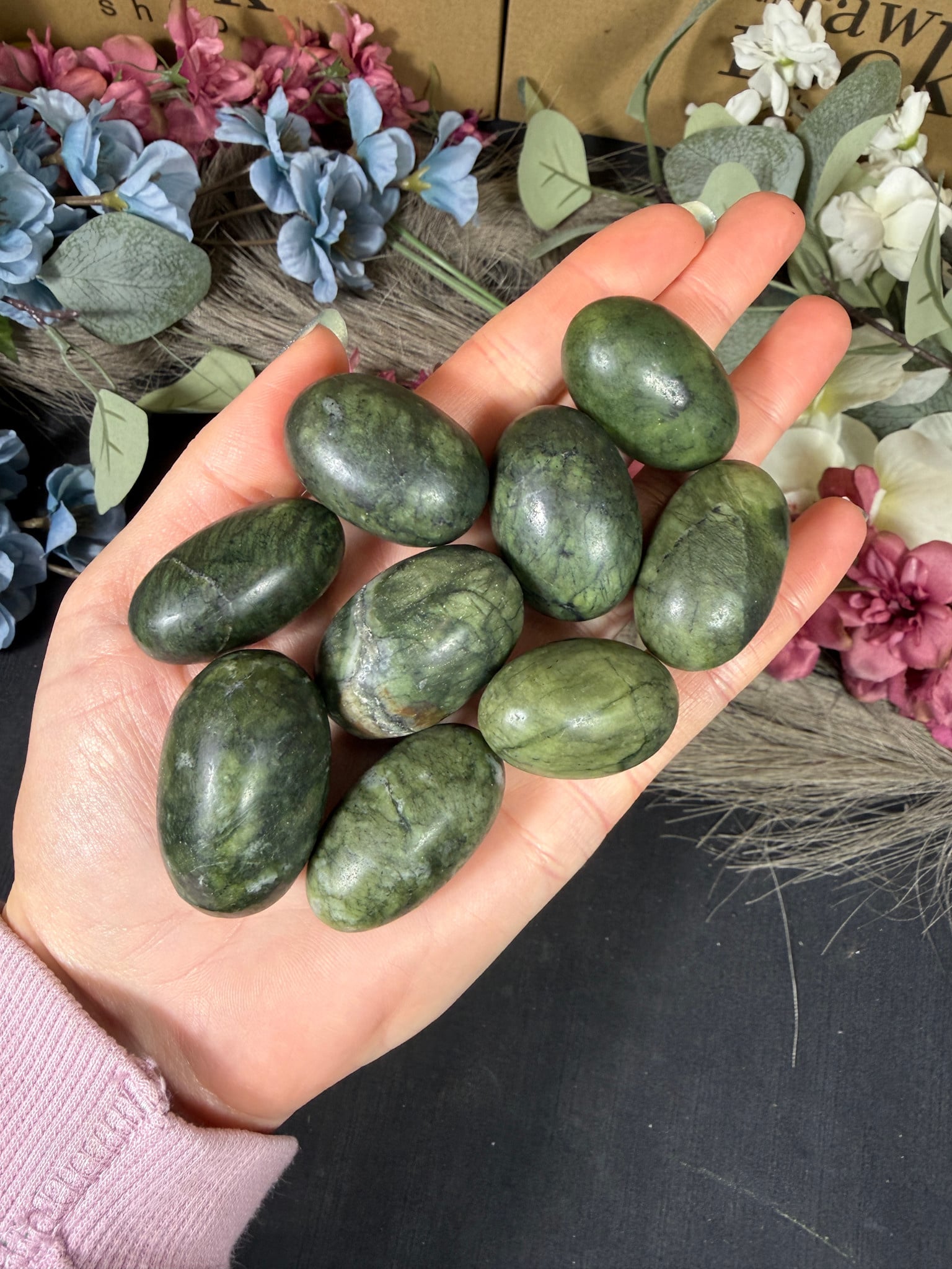 Green Jade Tumbled Stones; 1 sizes available, purchase individual or ...