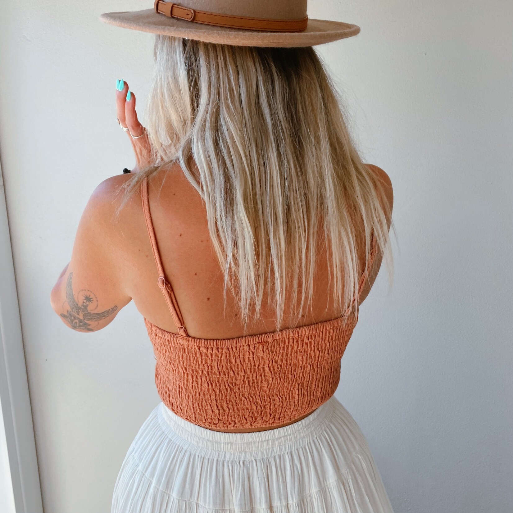 TOP KG012106731 RUST MIDI LINEN TOP - Naked Gypsy