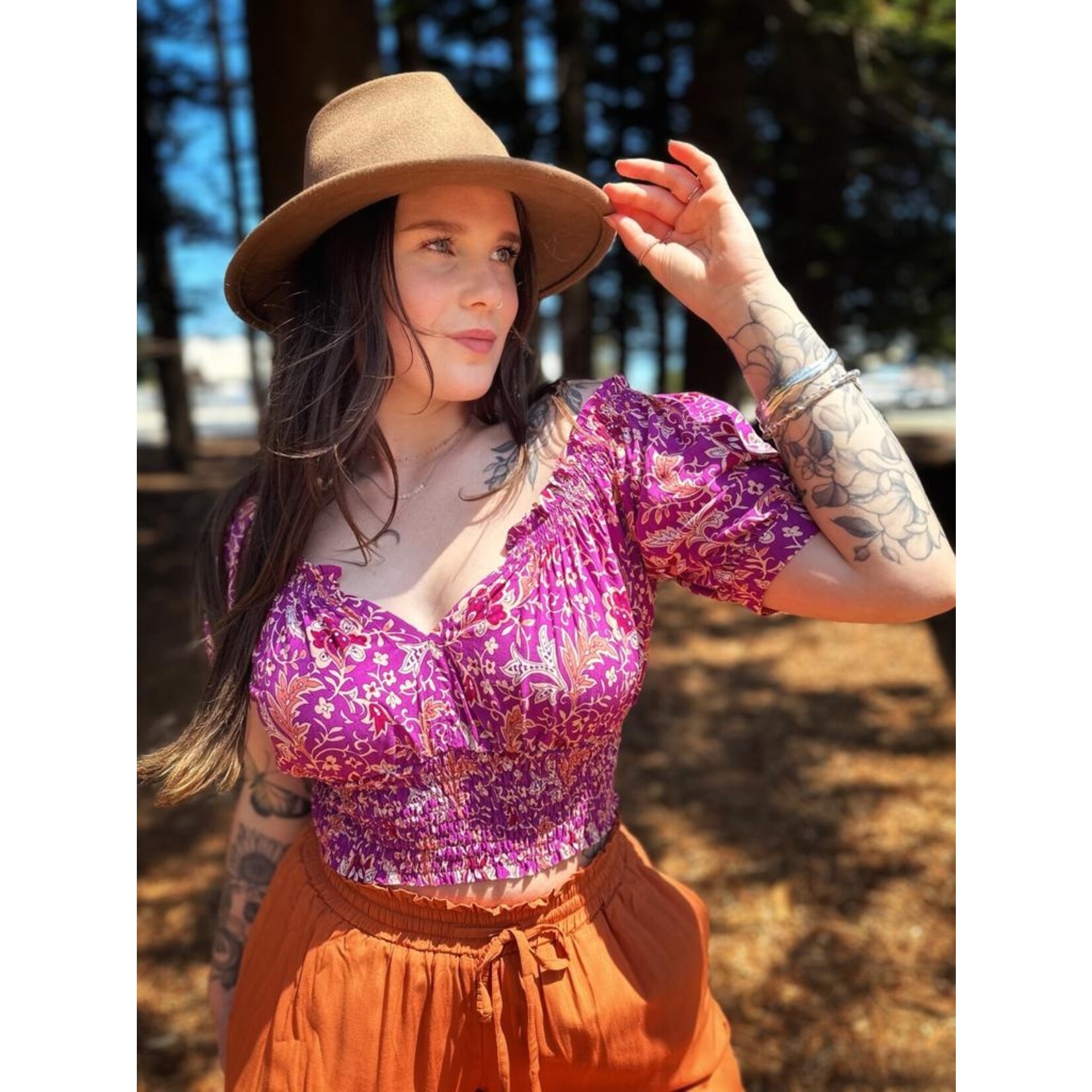 TOP HSA293P103 AVA CROP MAGENTA HAZE - Naked Gypsy